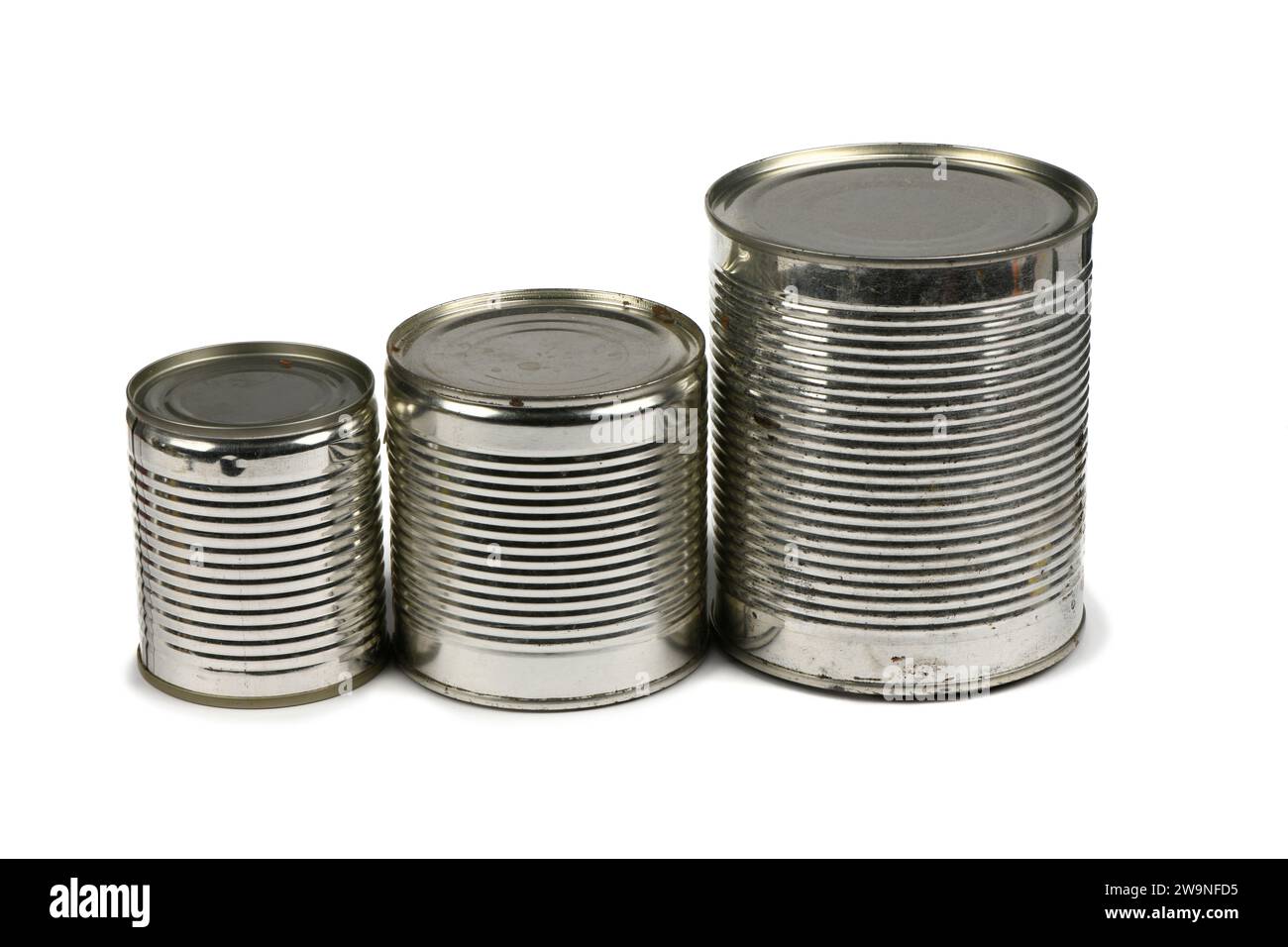 Open old metal tin cans isolated on white background. High resolution ...
