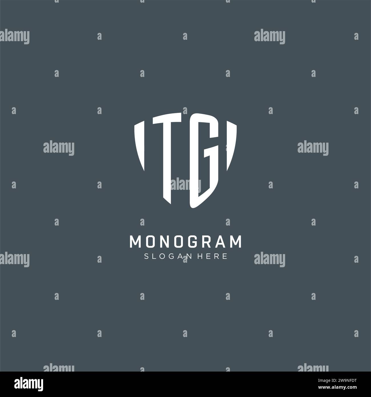 Initials TG logo shield guard shape, creative logo design concept ...