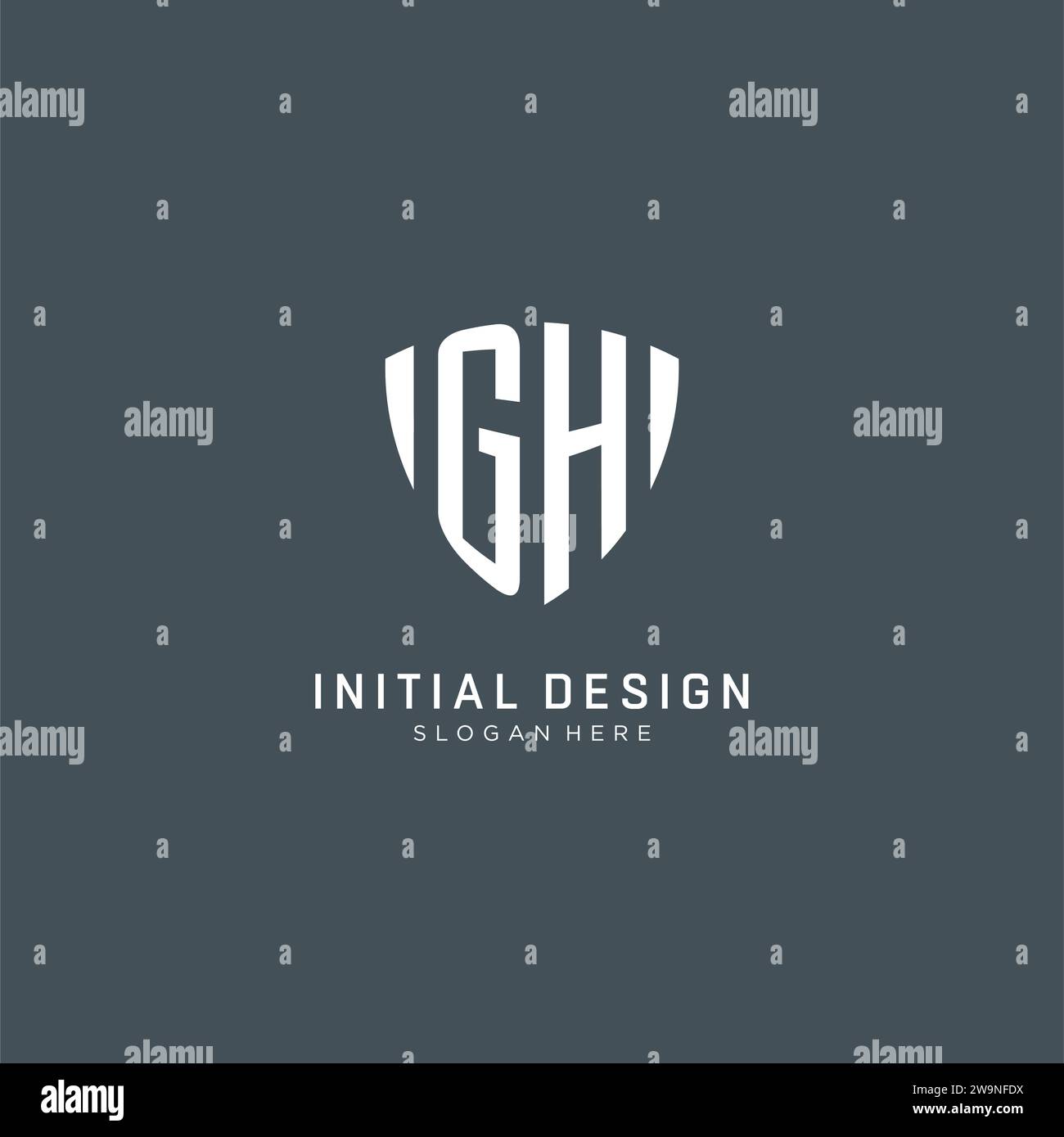 Initials GH logo shield guard shape, creative logo design concept ...