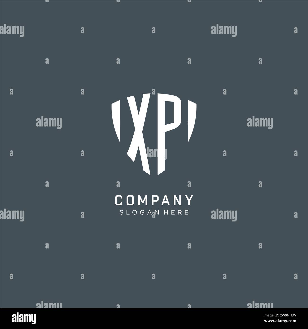 Initials XP logo shield guard shape, creative logo design concept ...