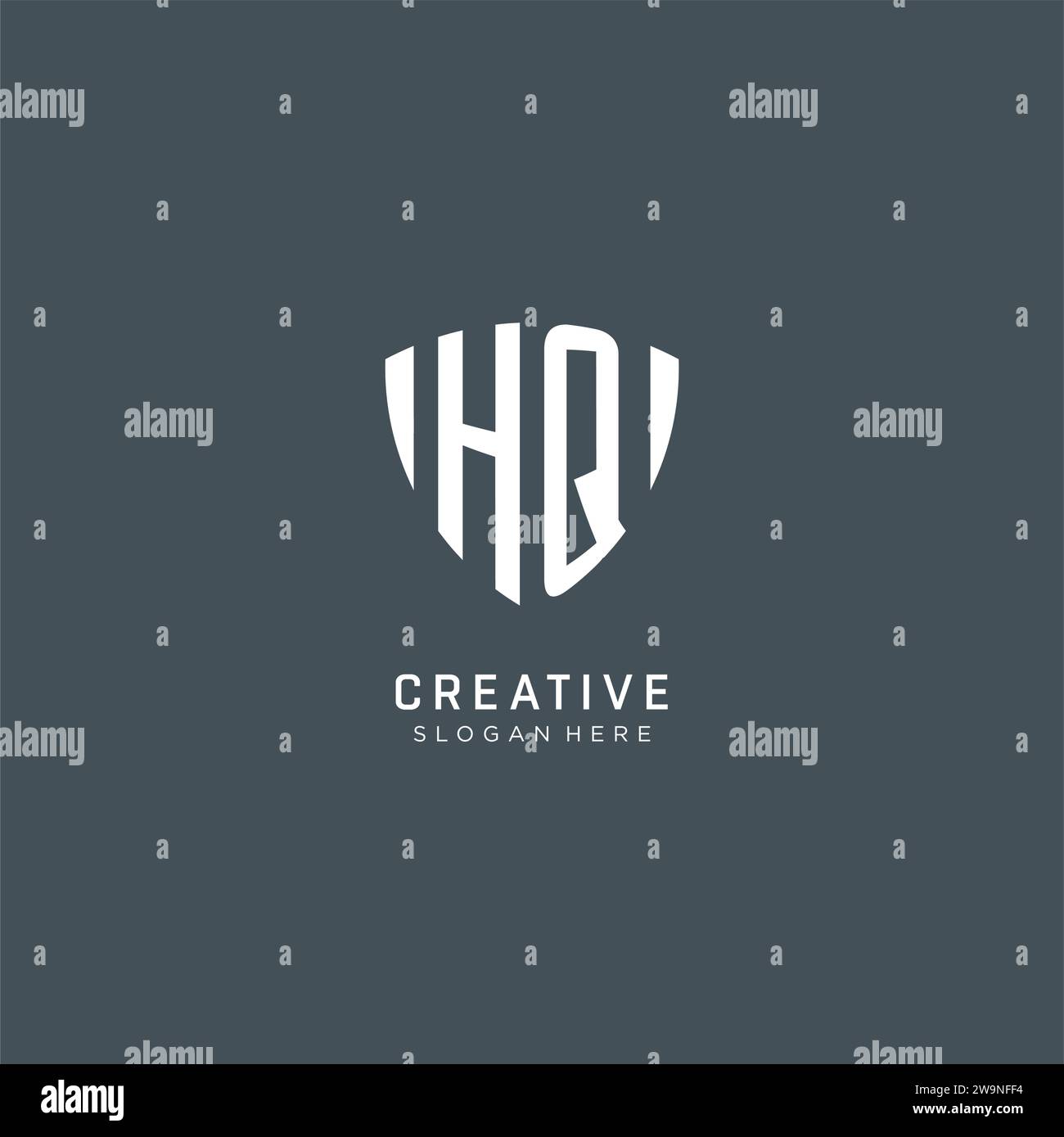 Initials HQ logo shield guard shape, creative logo design concept vector graphic Stock Vector ...