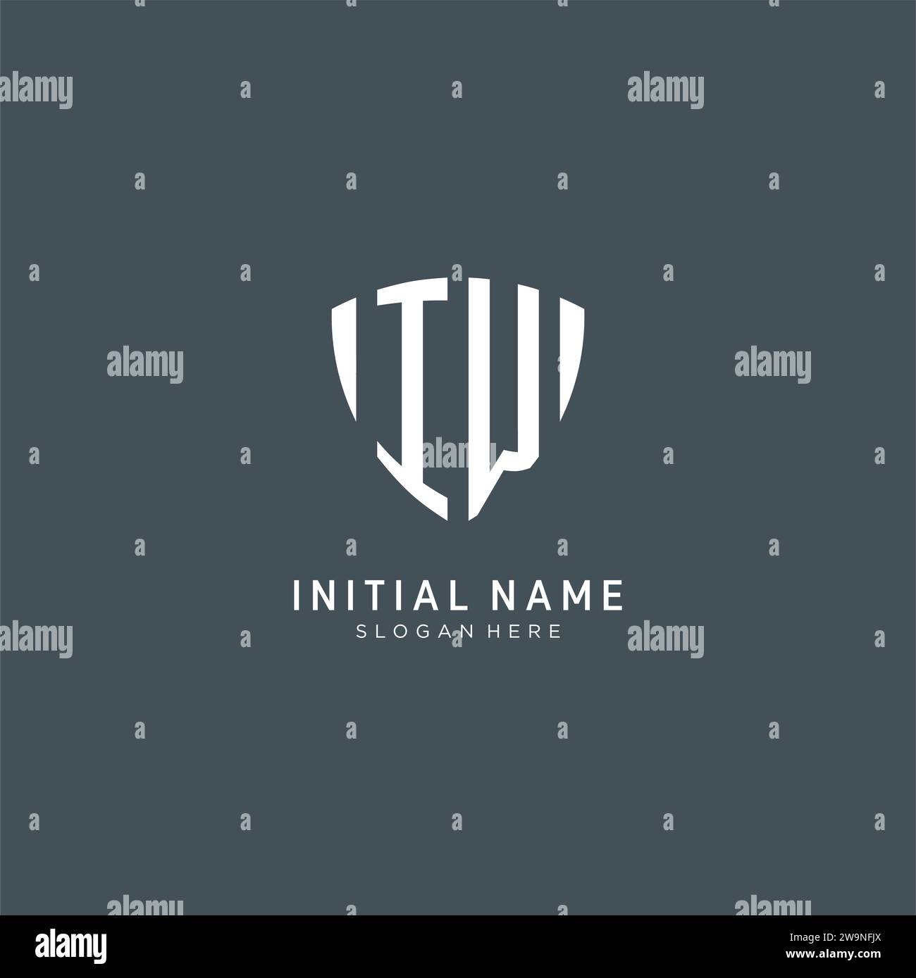 Initials IW logo shield guard shape, creative logo design concept vector graphic Stock Vector ...