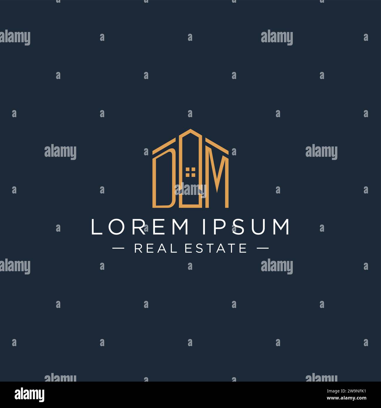 Initial letter DM logo with abstract house shape, luxury and modern ...
