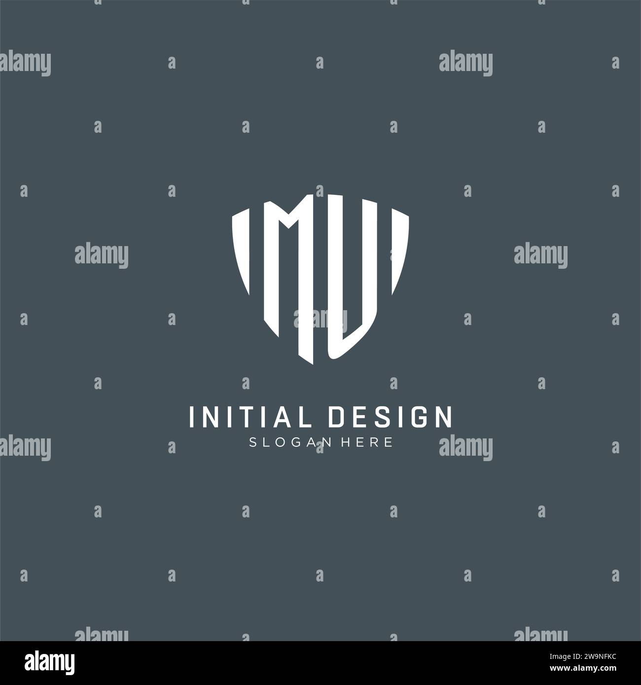 Initials MU logo shield guard shape, creative logo design concept ...