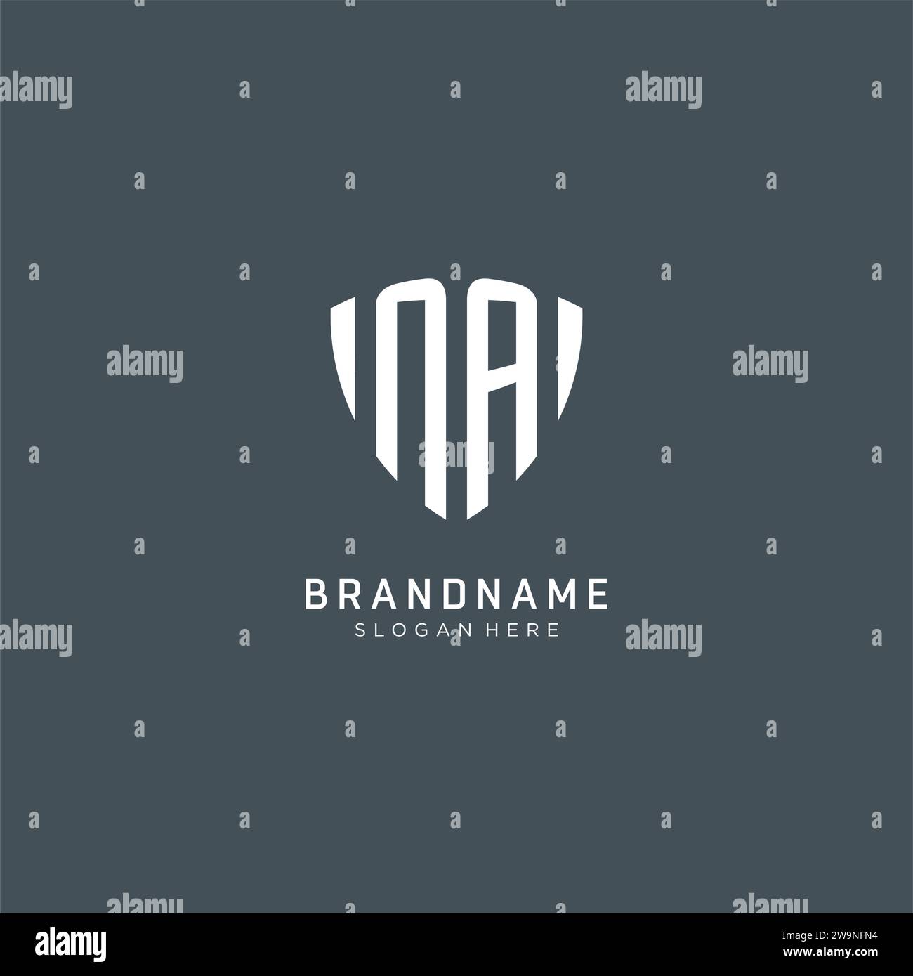 Initials NA logo shield guard shape, creative logo design concept ...