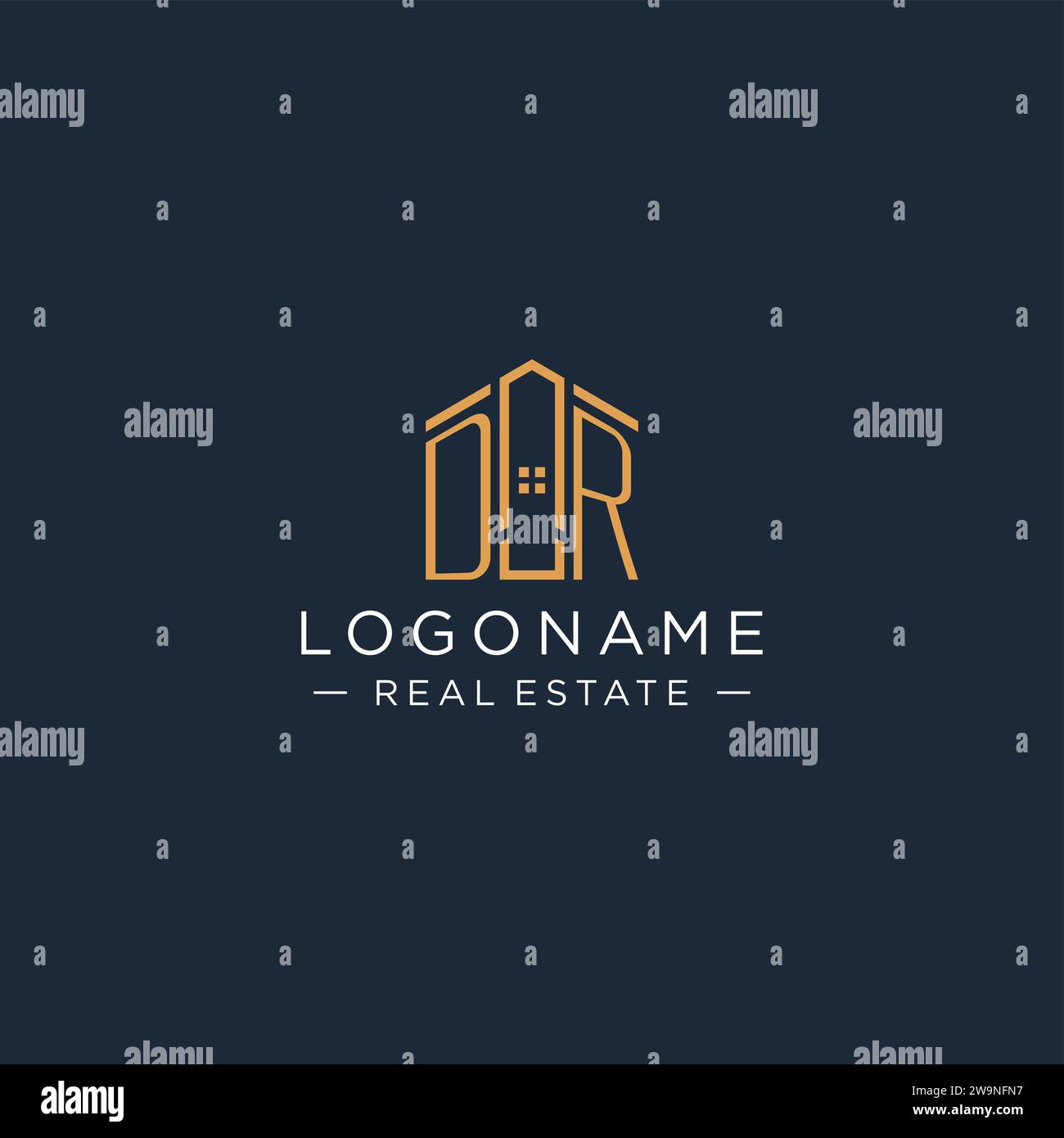 Initial letter DR logo with abstract house shape, luxury and modern ...