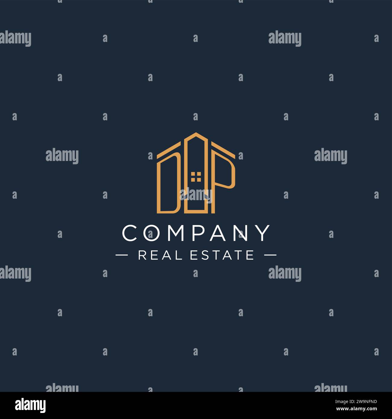 Initial letter DP logo with abstract house shape, luxury and modern ...