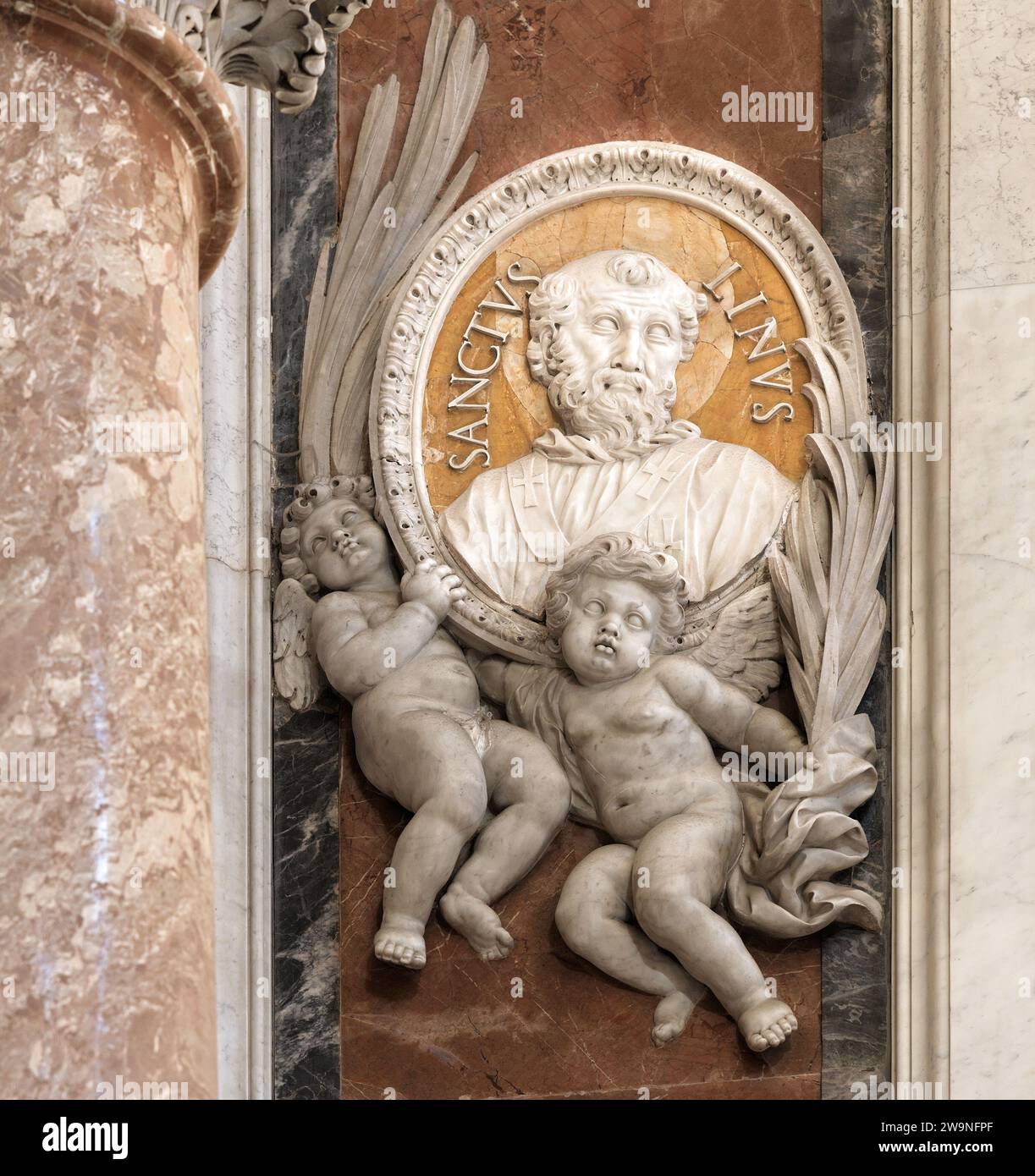 Commemorative plaque to Pope St Linus, successor to St Peter and second ...