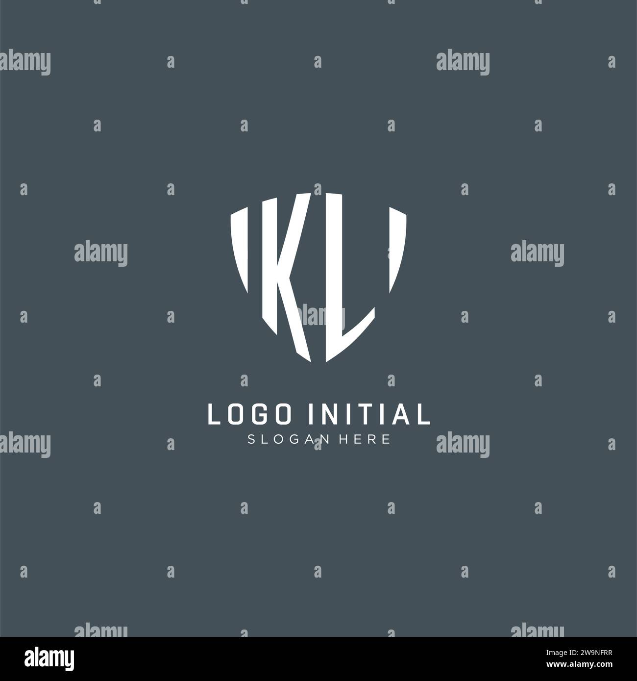 Initials KL logo shield guard shape, creative logo design concept ...