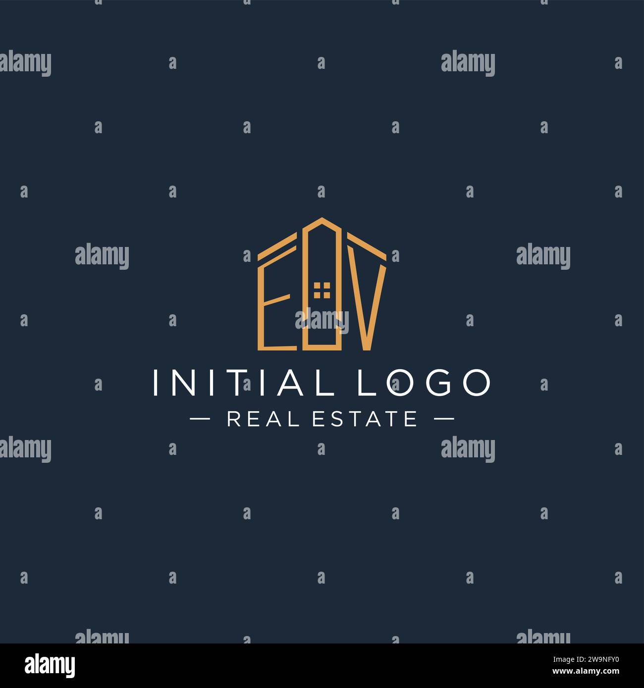 Initial letter EV logo with abstract house shape, luxury and modern ...