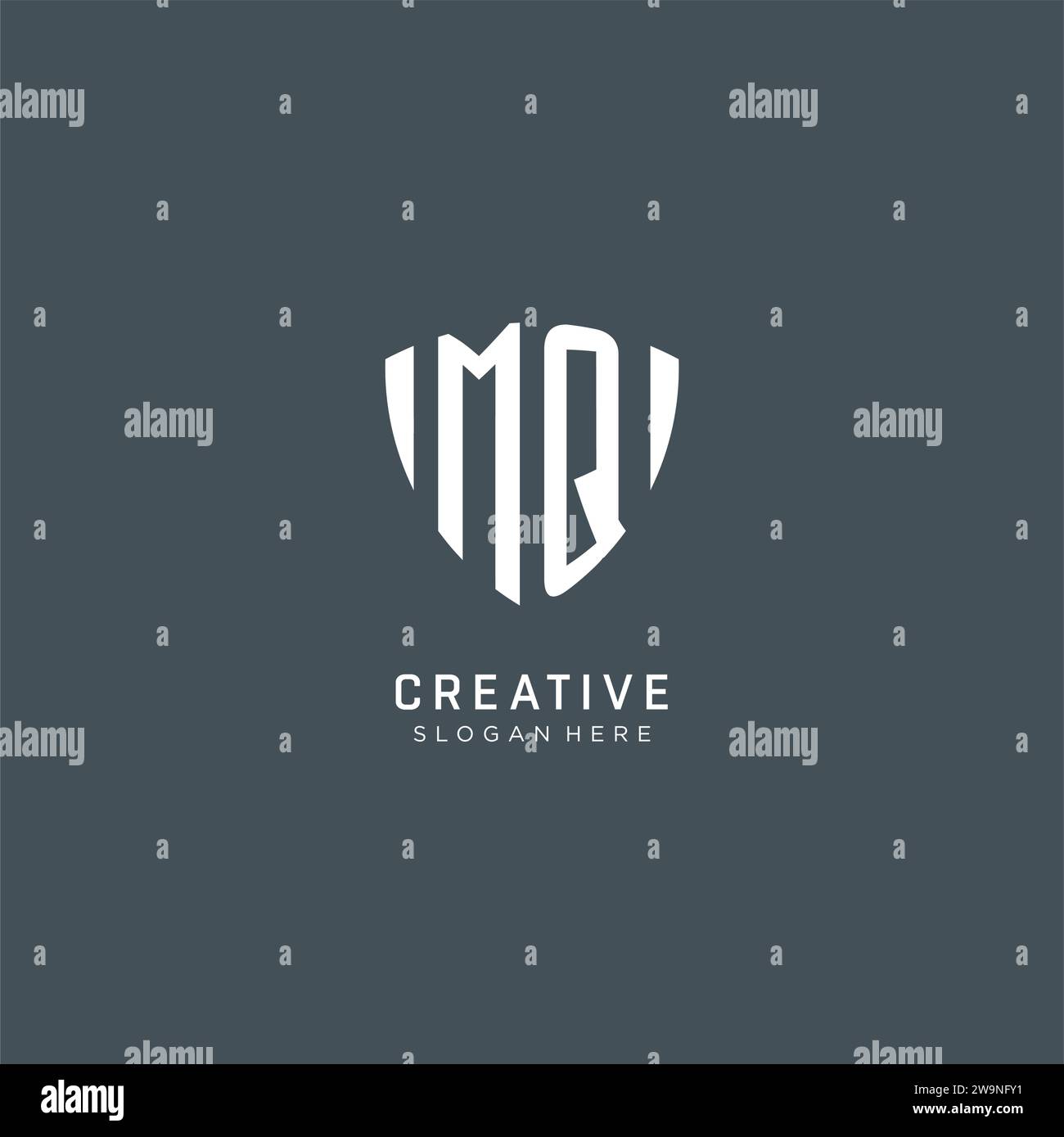Initials MQ logo shield guard shape, creative logo design concept ...