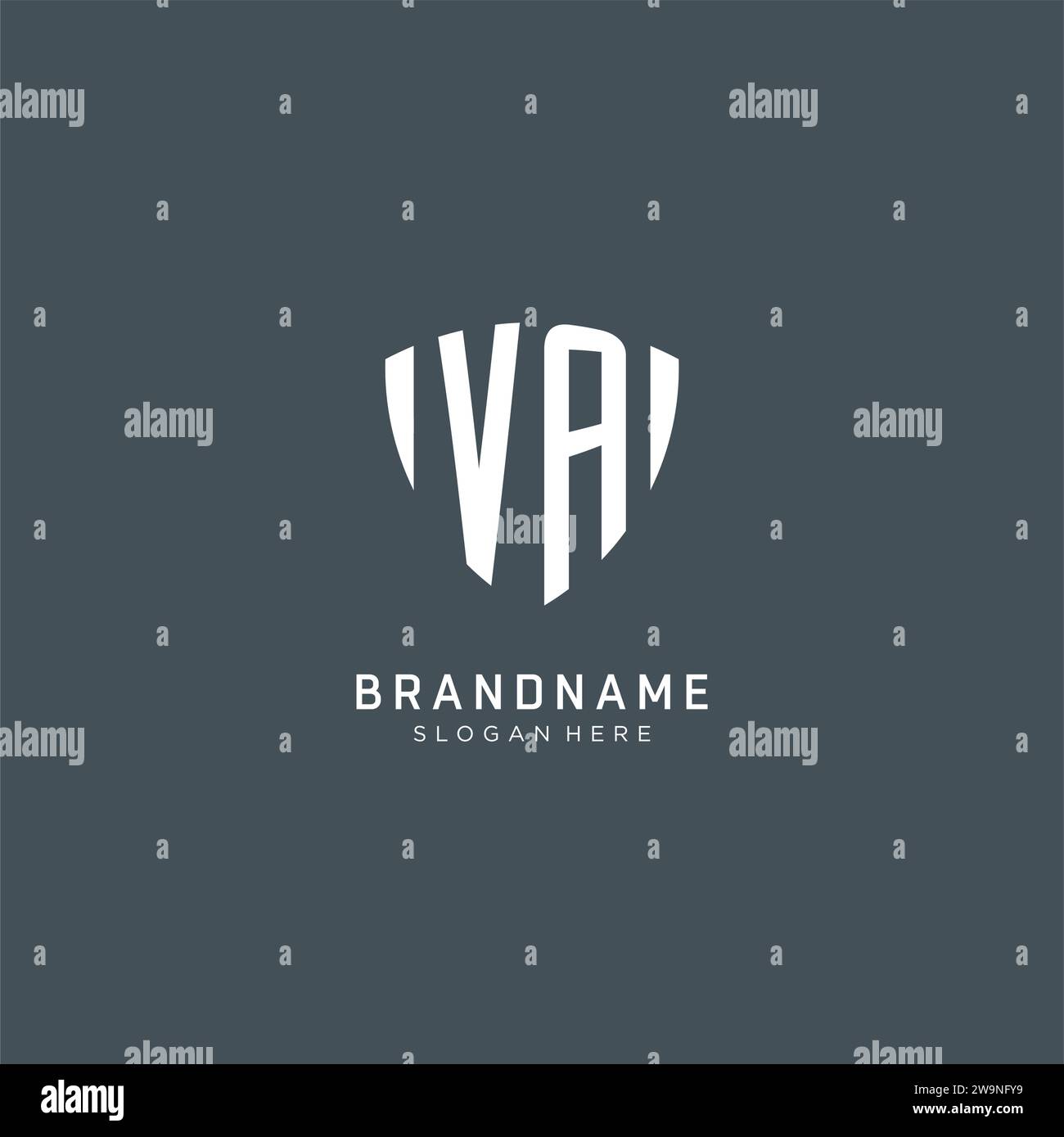 Initials VA logo shield guard shape, creative logo design concept ...