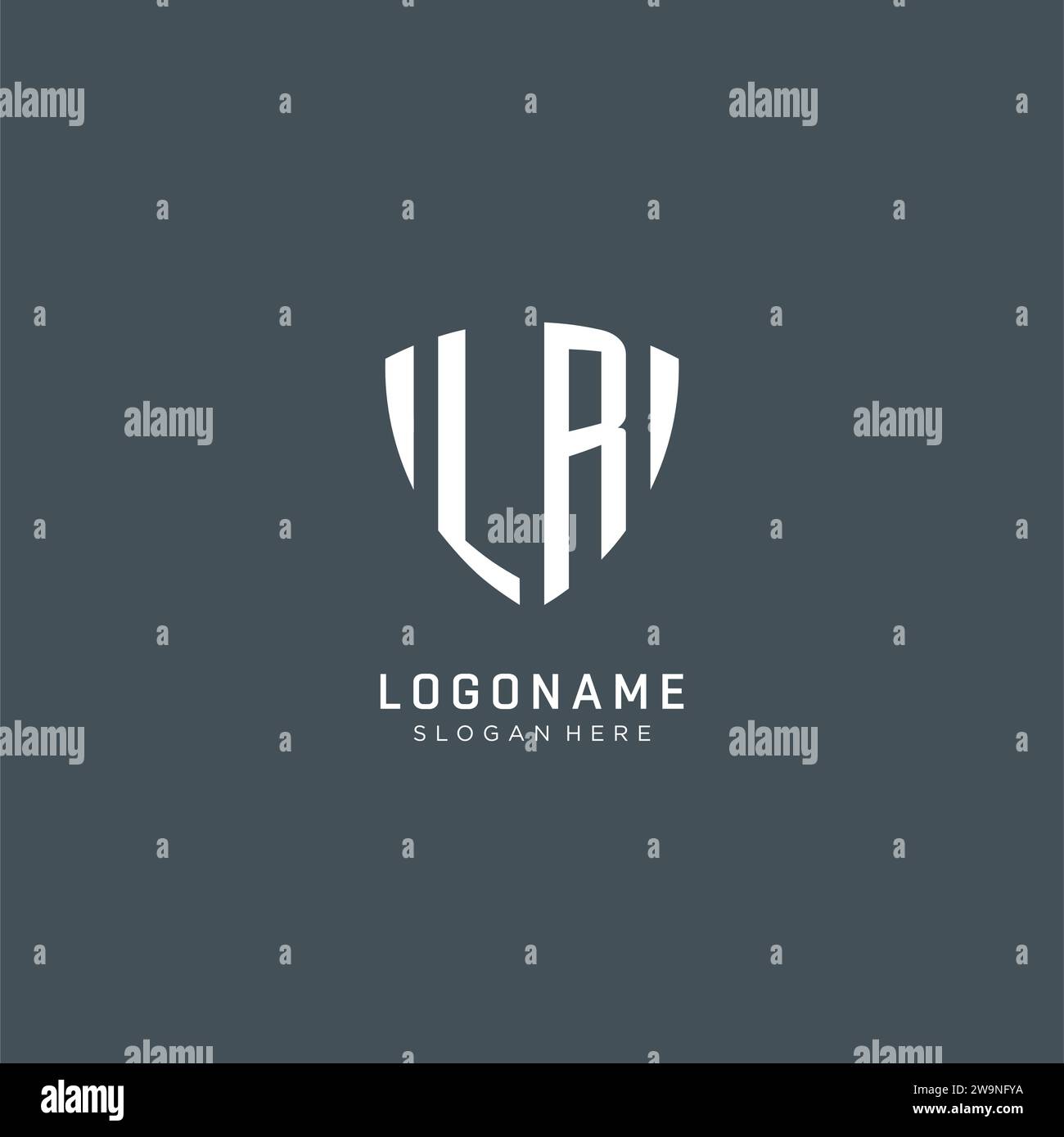 Initials LR logo shield guard shape, creative logo design concept ...