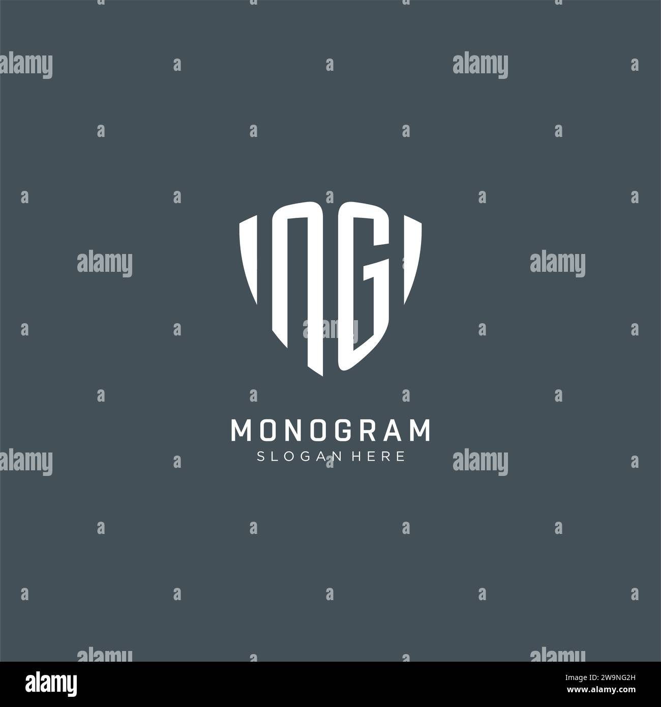 Initials NG logo shield guard shape, creative logo design concept ...