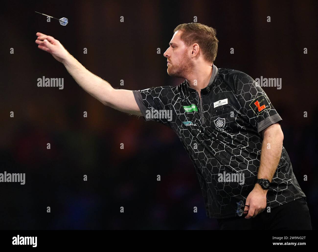 Berry van Peer in action against Damon Heta (not pictured) on day ...