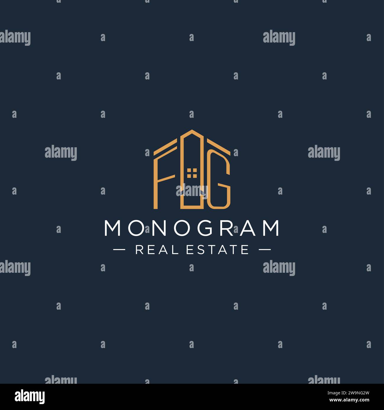 Initial letter FG logo with abstract house shape, luxury and modern ...