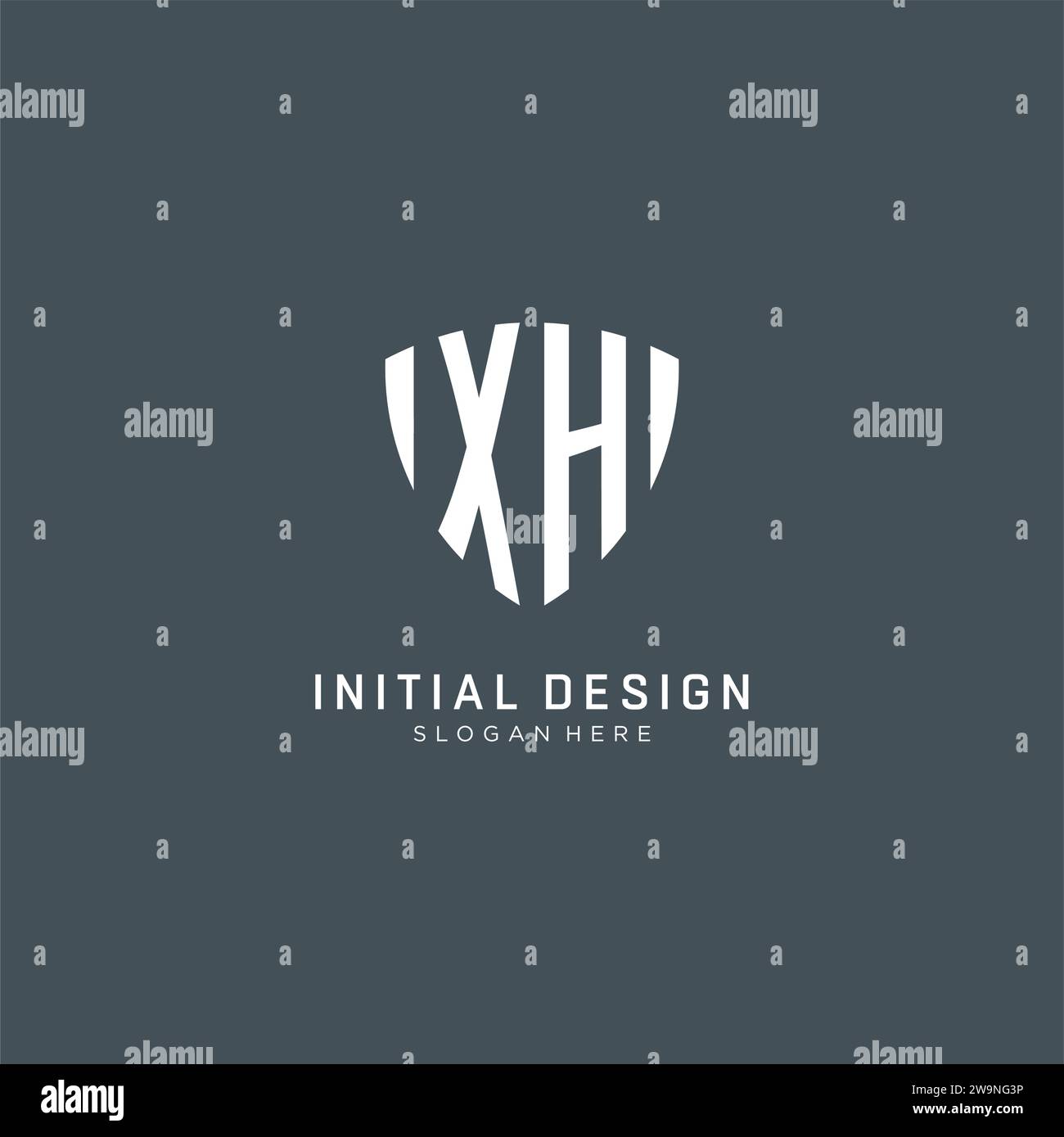 Initials XH logo shield guard shape, creative logo design concept ...
