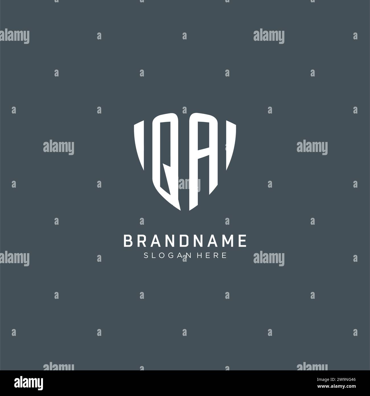 Initials QA logo shield guard shape, creative logo design concept vector graphic Stock Vector ...