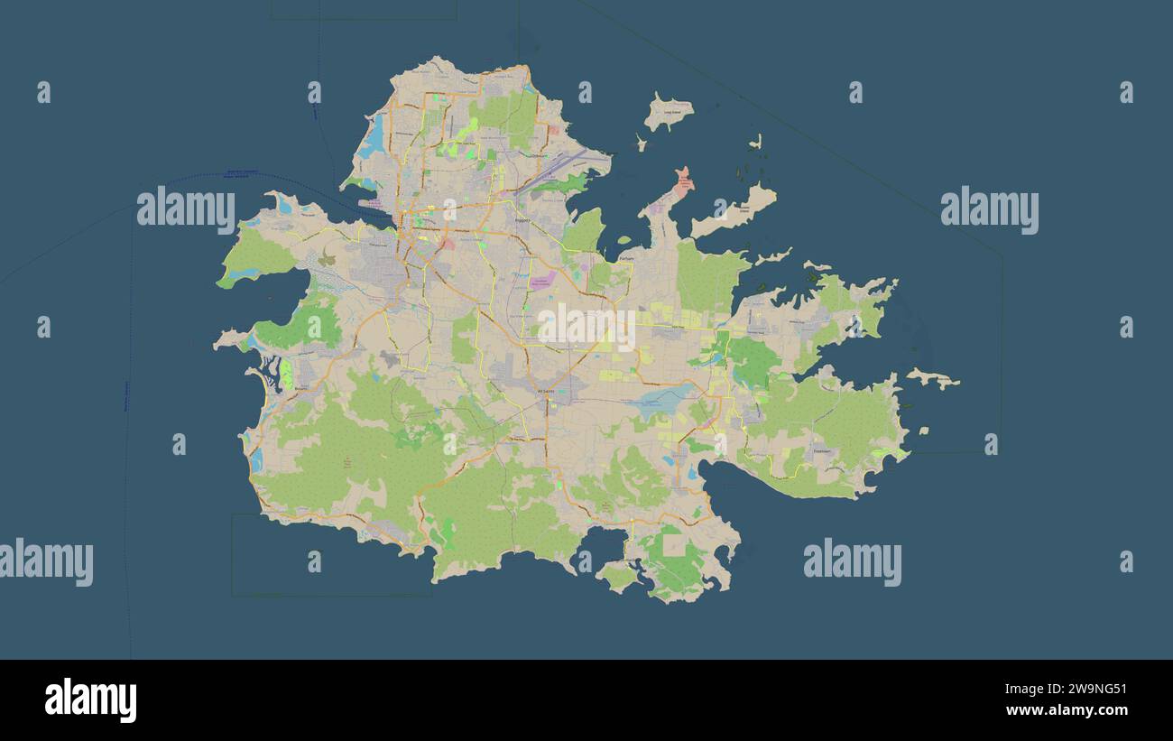 Antigua and Barbuda highlighted on a topographic, OSM standard style ...