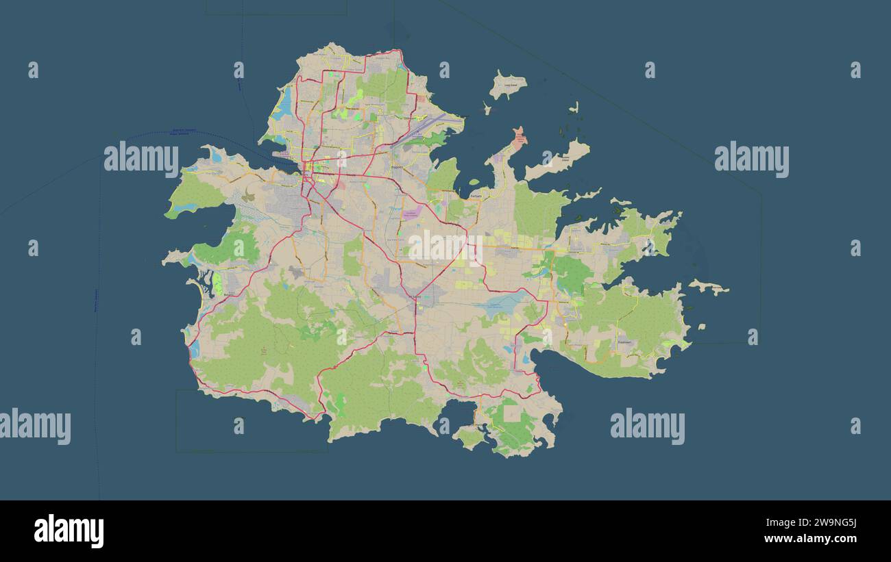 Antigua and Barbuda highlighted on a topographic, OSM Germany style map Stock Photo - Alamy