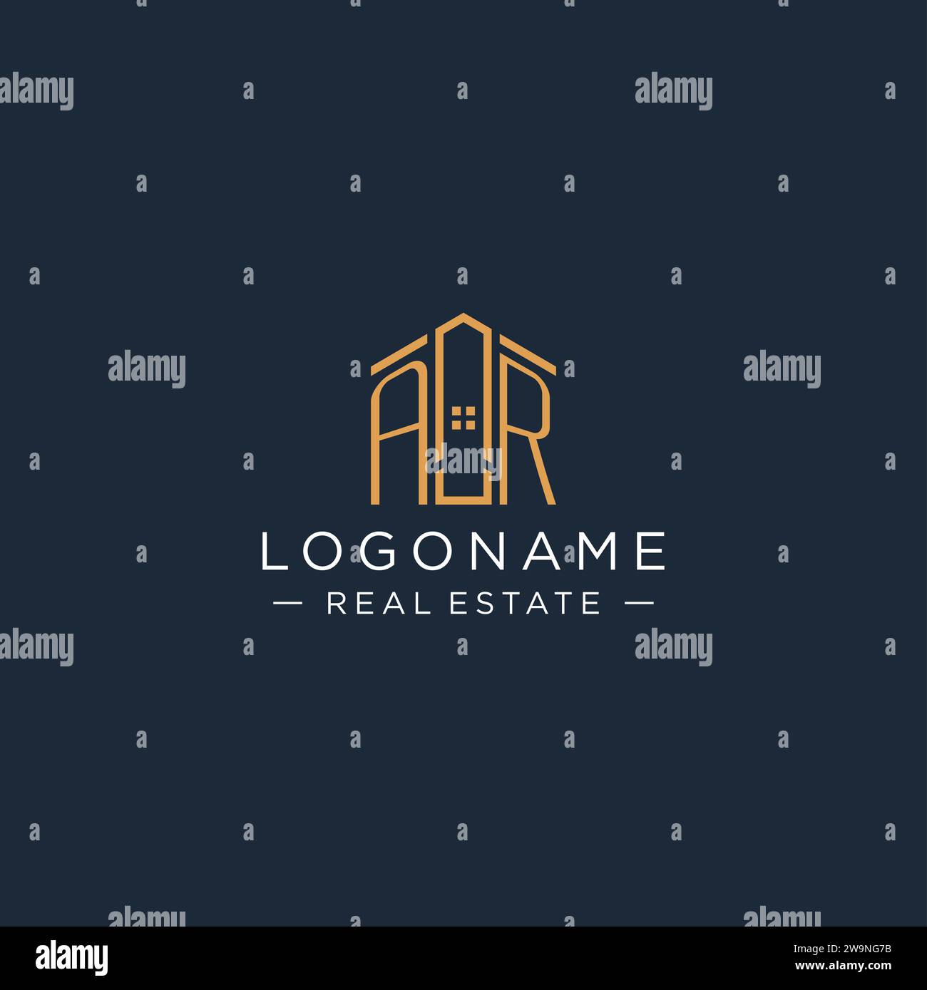 Initial letter AR logo with abstract house shape, luxury and modern ...