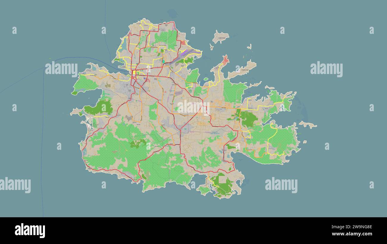 Antigua and Barbuda outlined on a topographic, OSM France style map ...