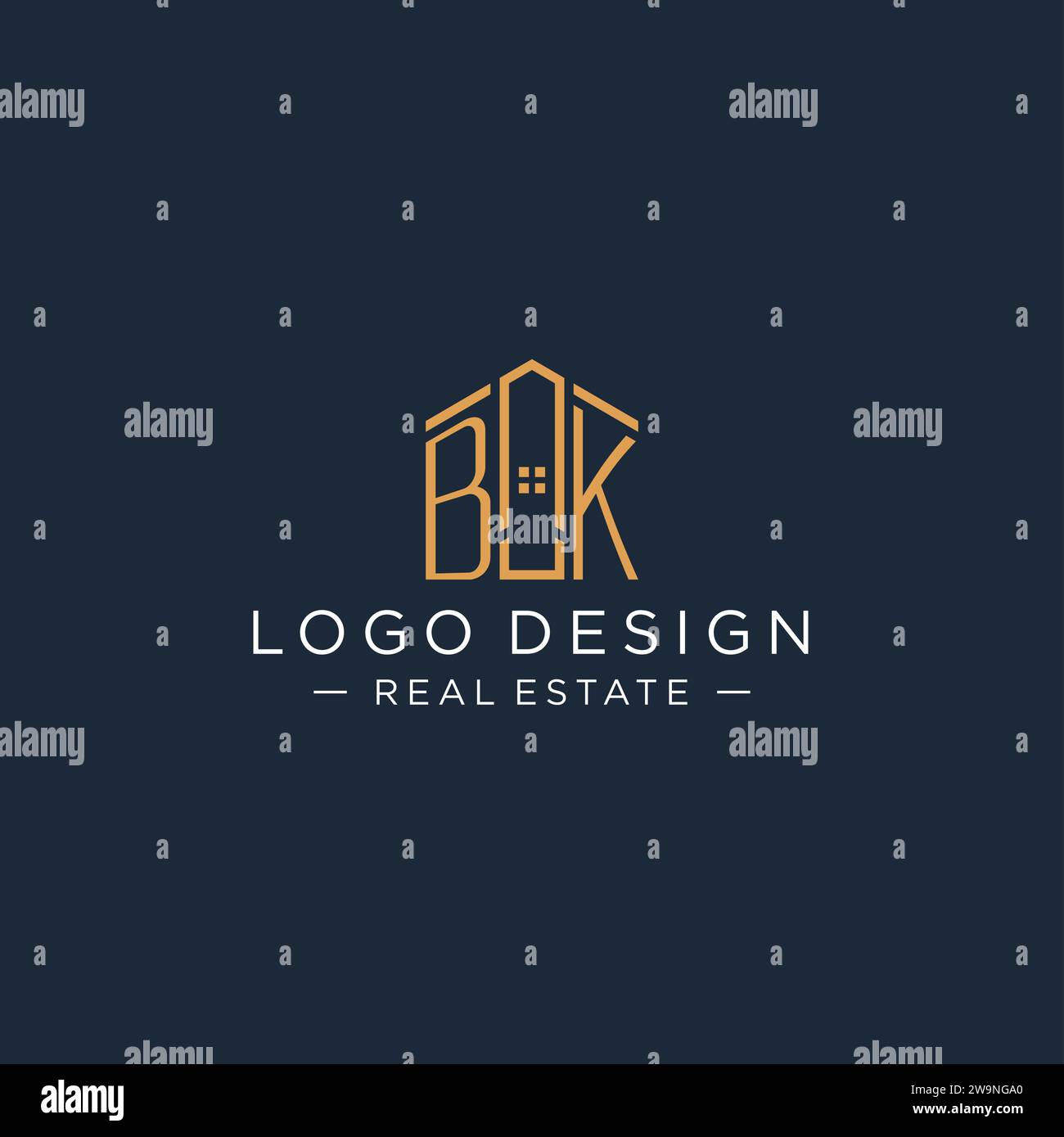 Initial letter BK logo with abstract house shape, luxury and modern ...
