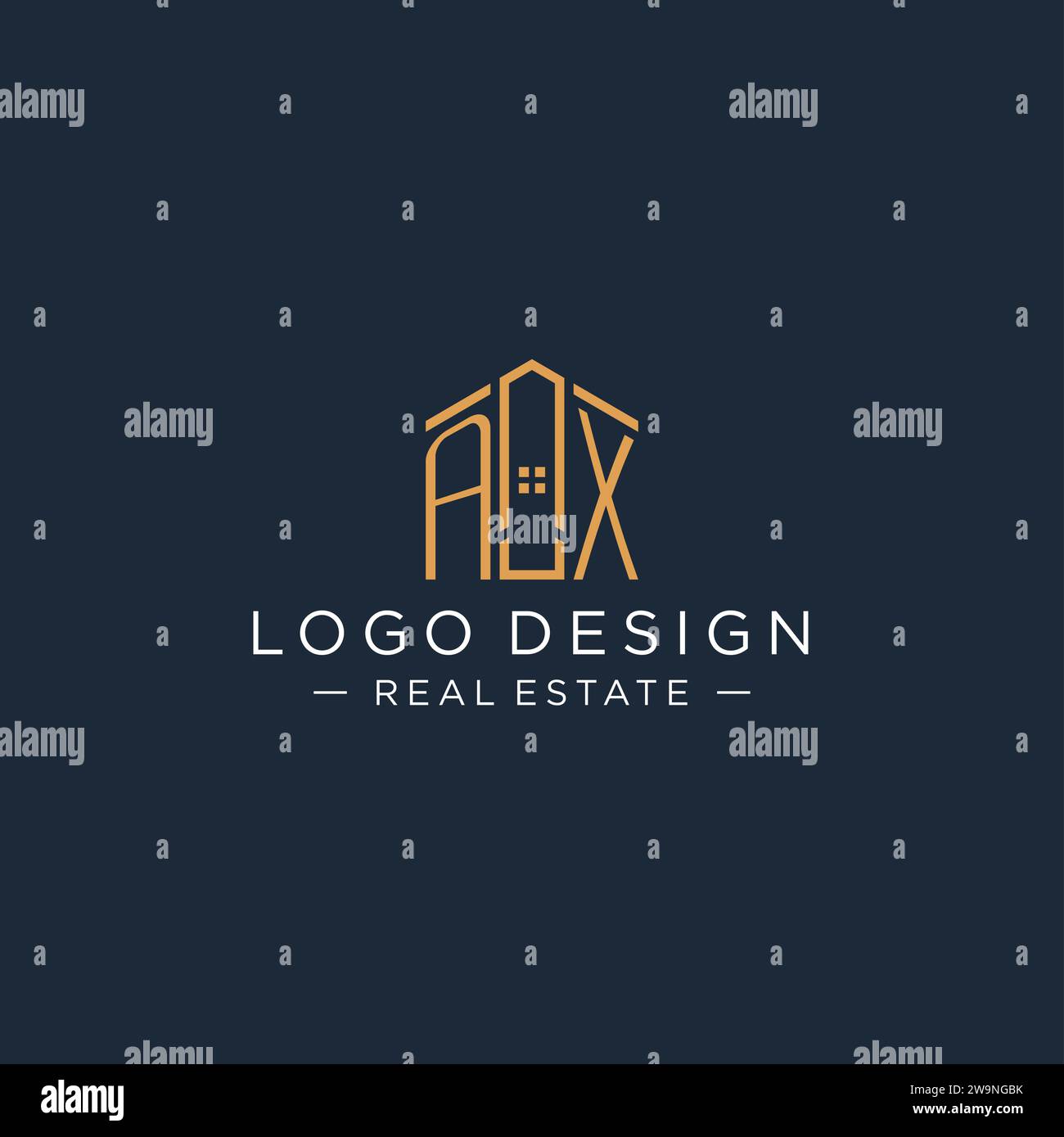 Initial letter AX logo with abstract house shape, luxury and modern ...
