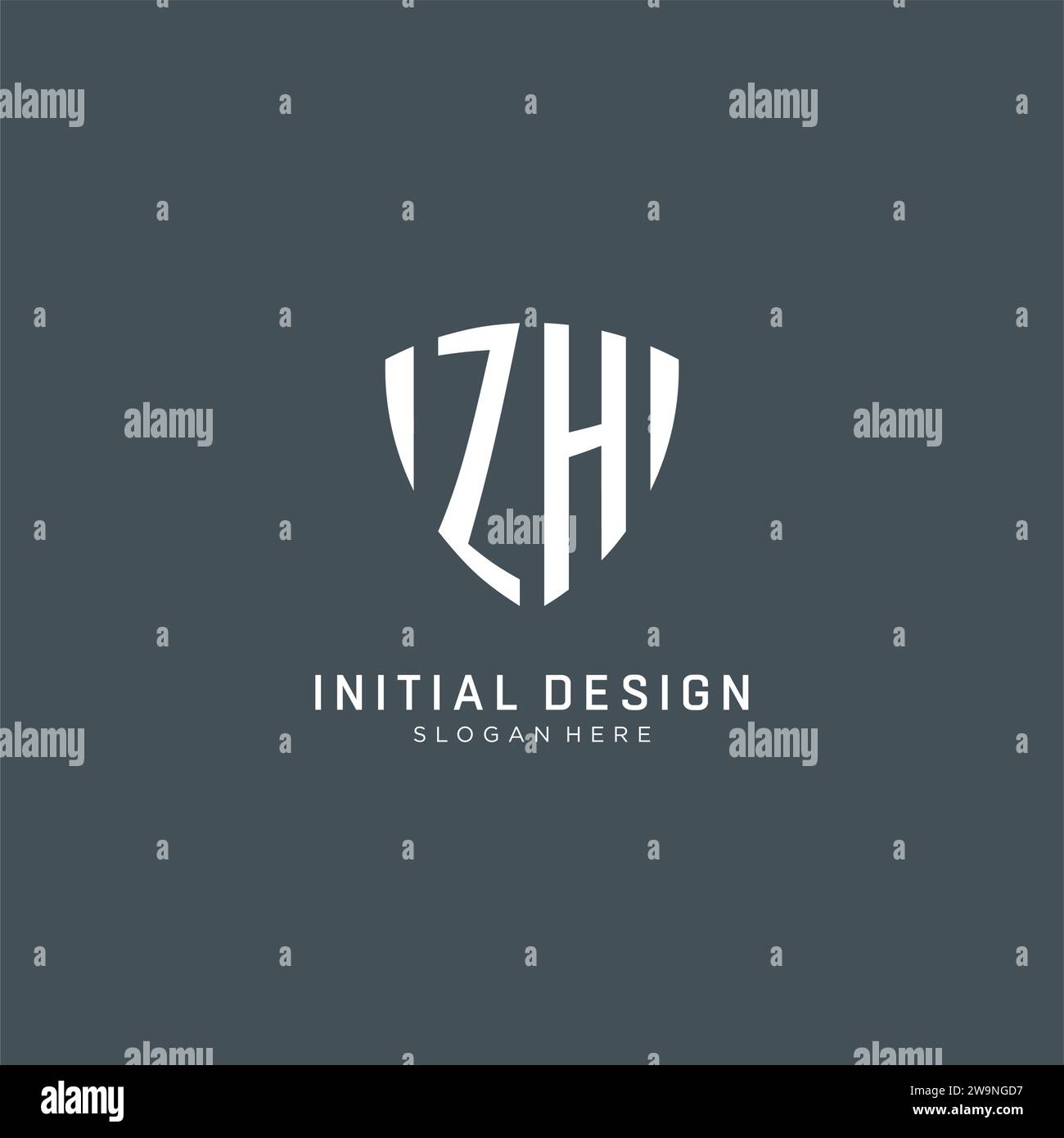 Initials ZH logo shield guard shape, creative logo design concept ...