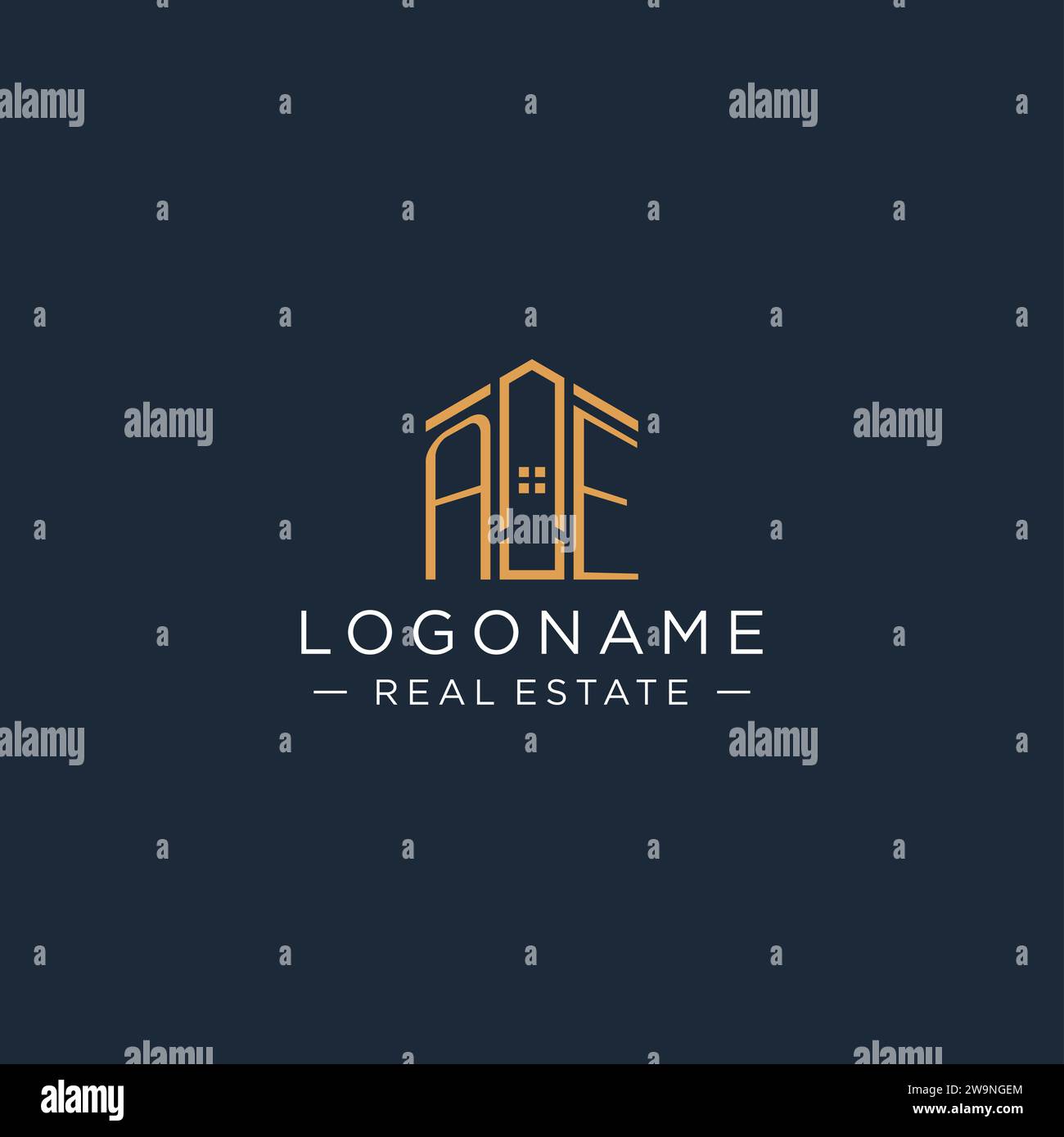 Initial letter AE logo with abstract house shape, luxury and modern real estate logo design ...