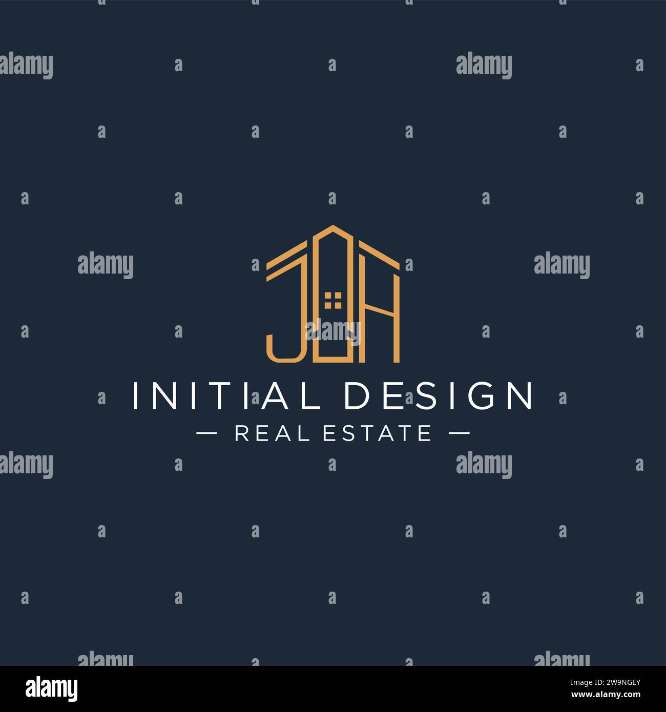 Initial letter JH logo with abstract house shape, luxury and modern ...