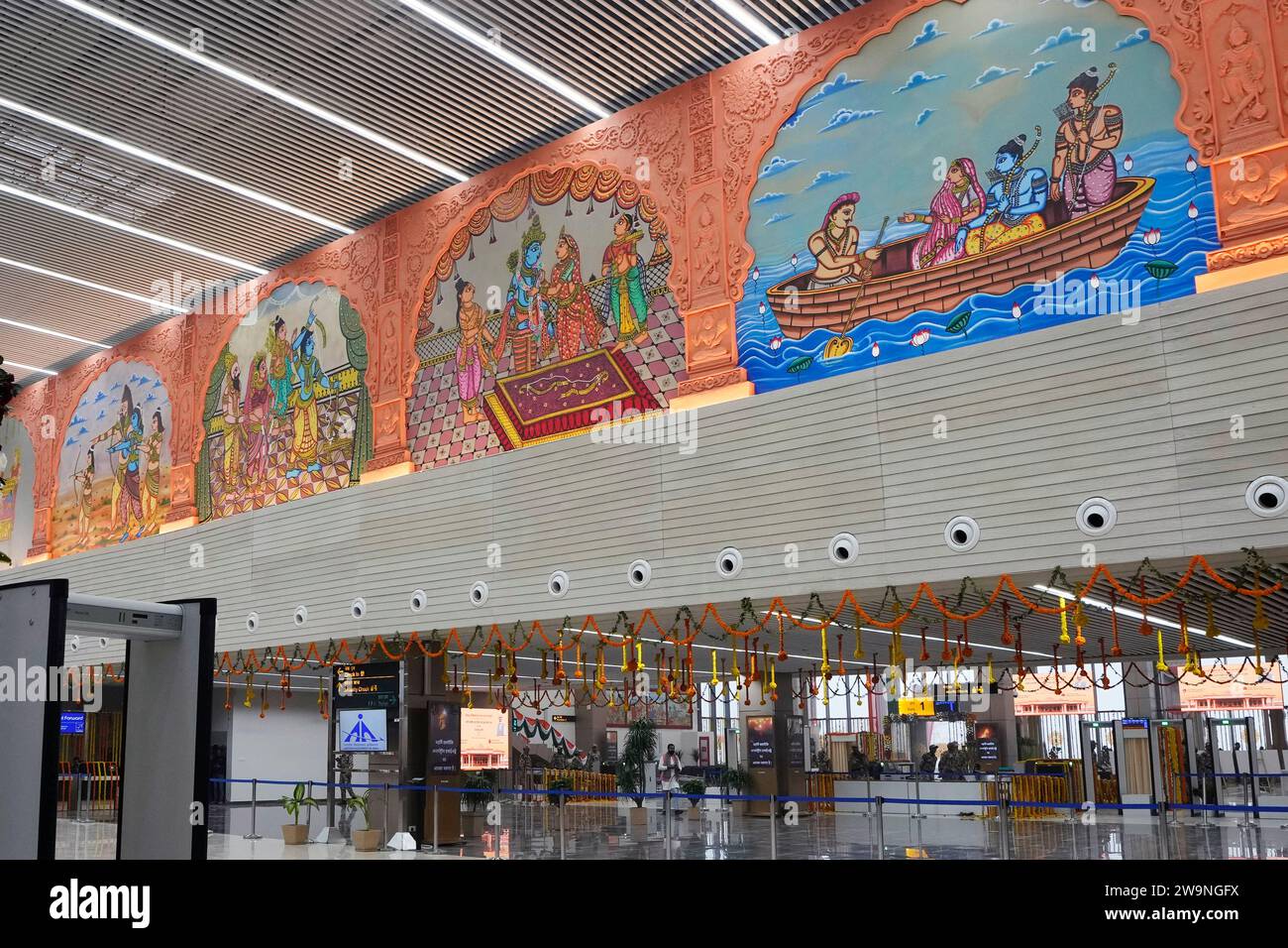 The newly built Maharishi Valmiki International Airport is decorated the day before it is ...