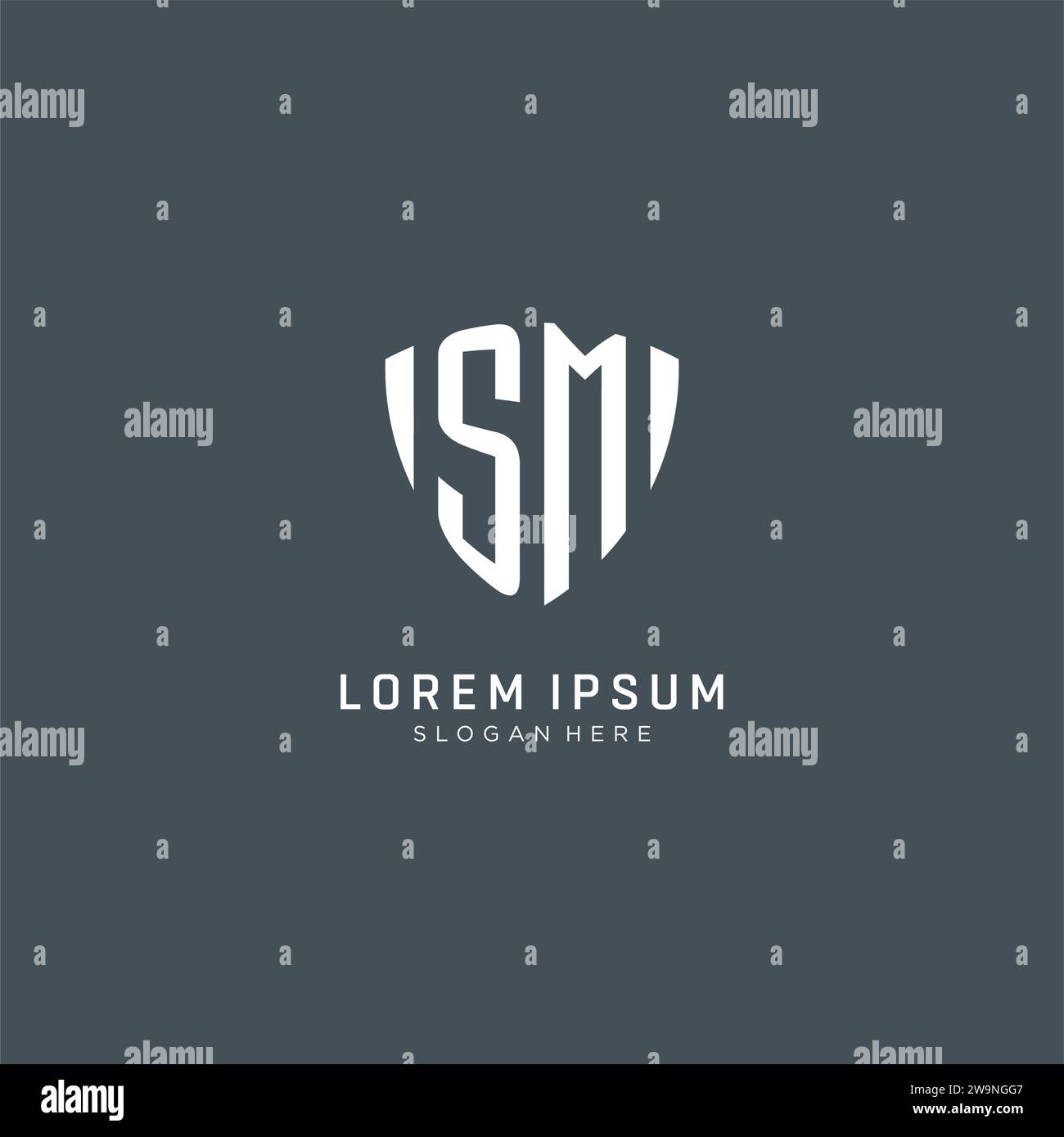 Initials SM logo shield guard shape, creative logo design concept ...