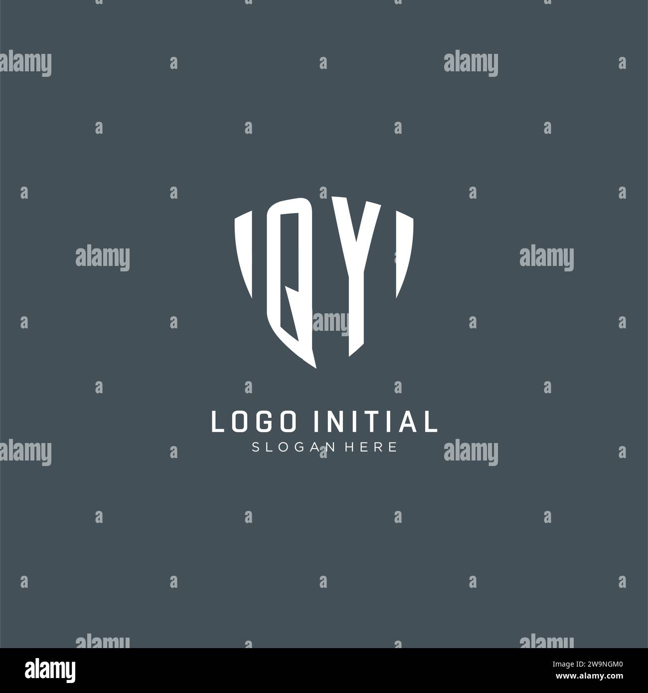 Initials QY logo shield guard shape, creative logo design concept ...