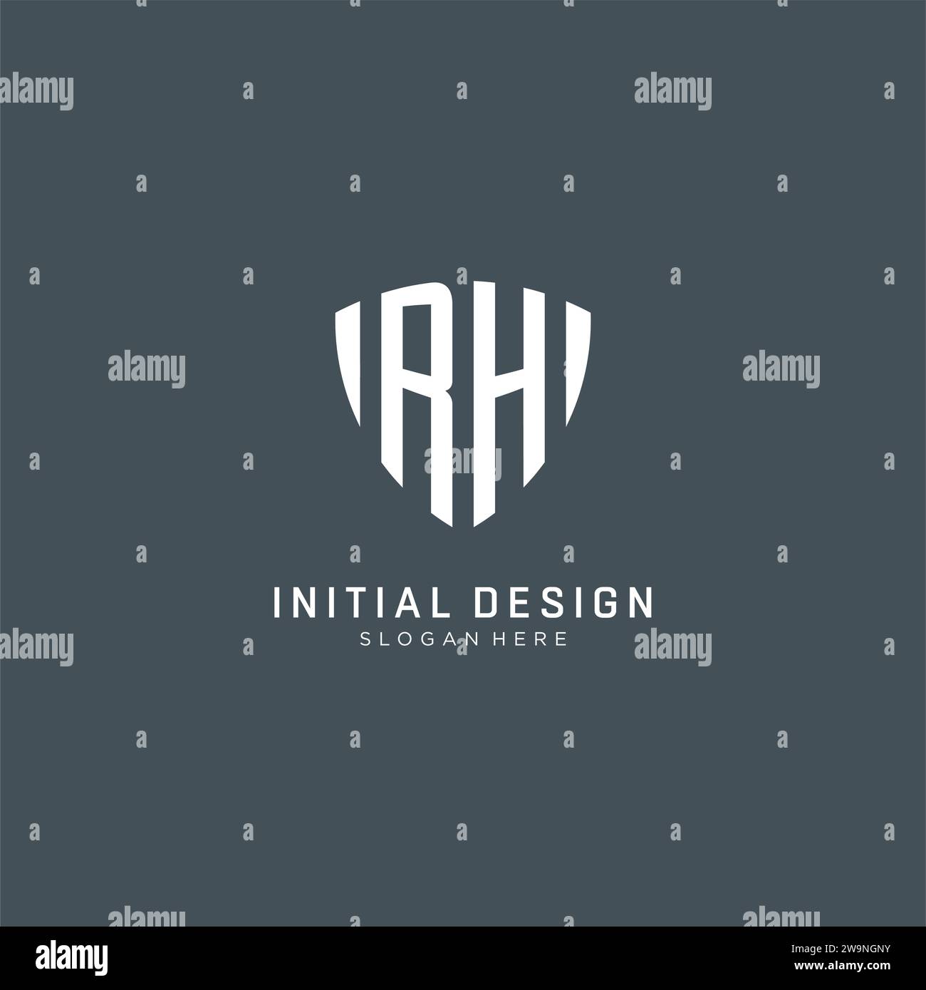 Initials RH logo shield guard shape, creative logo design concept ...