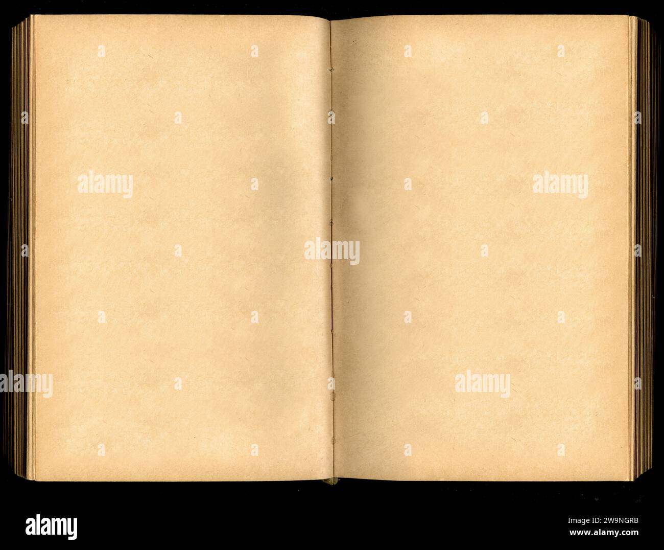 Turn of yellowed pages, old vintage open book isolated on black ...