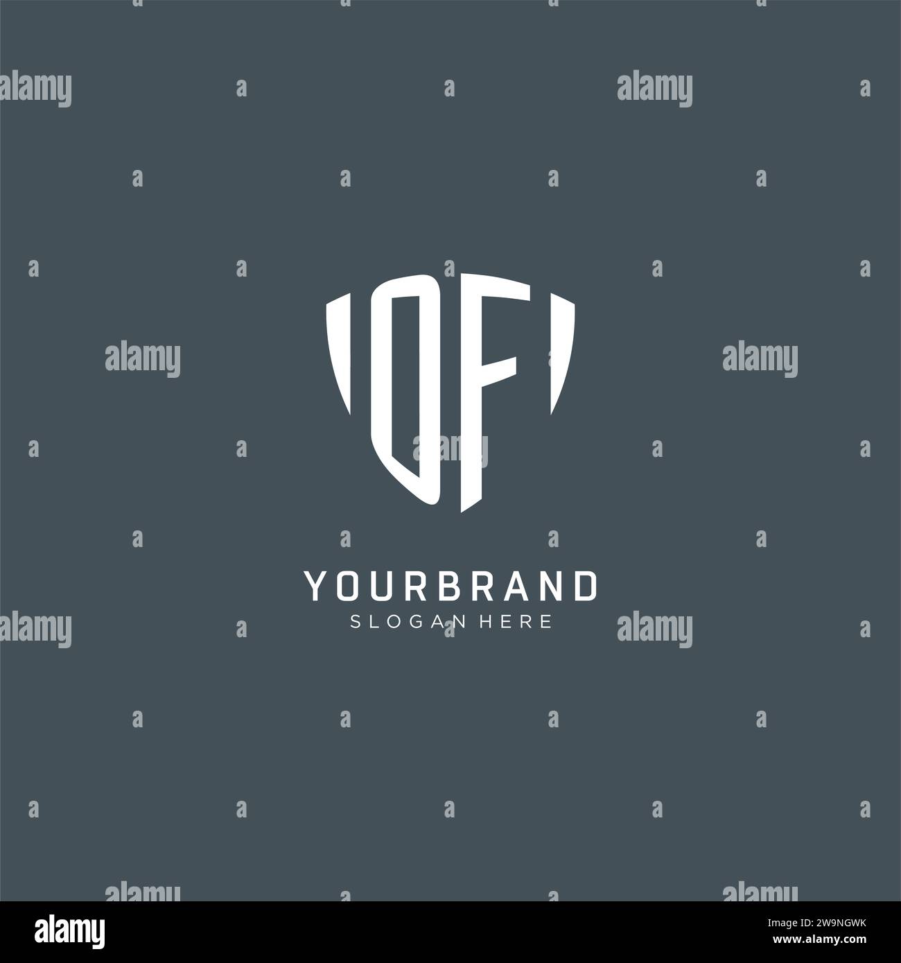 Initials OF logo shield guard shape, creative logo design concept vector graphic Stock Vector ...