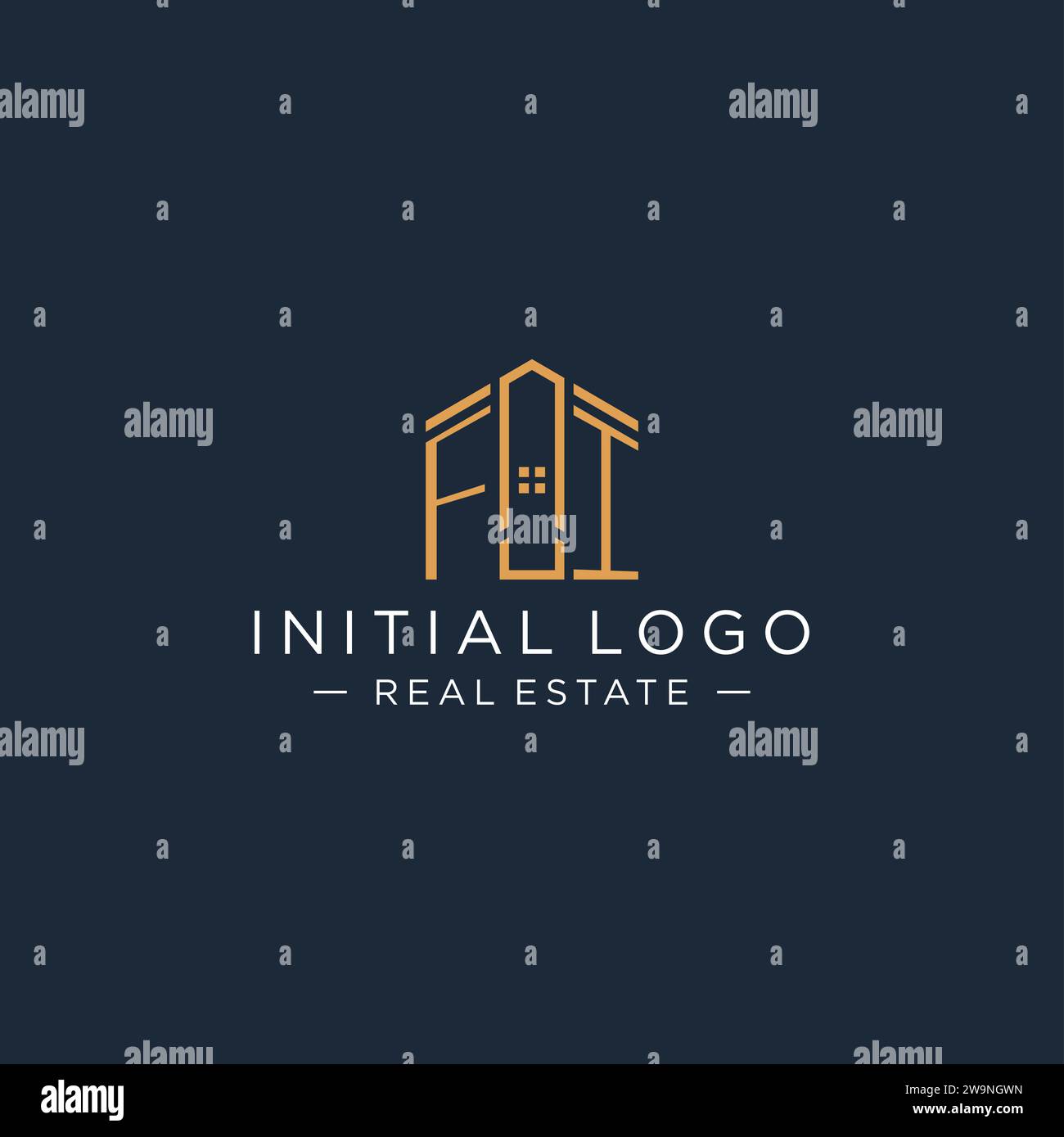 Initial letter FI logo with abstract house shape, luxury and modern ...