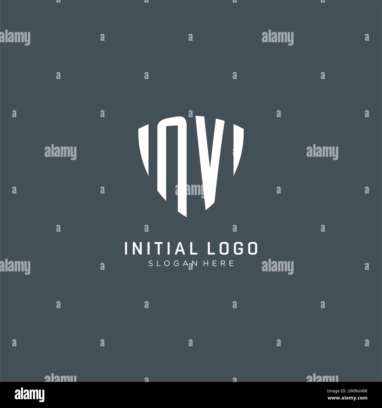 Initials NV logo shield guard shape, creative logo design concept ...
