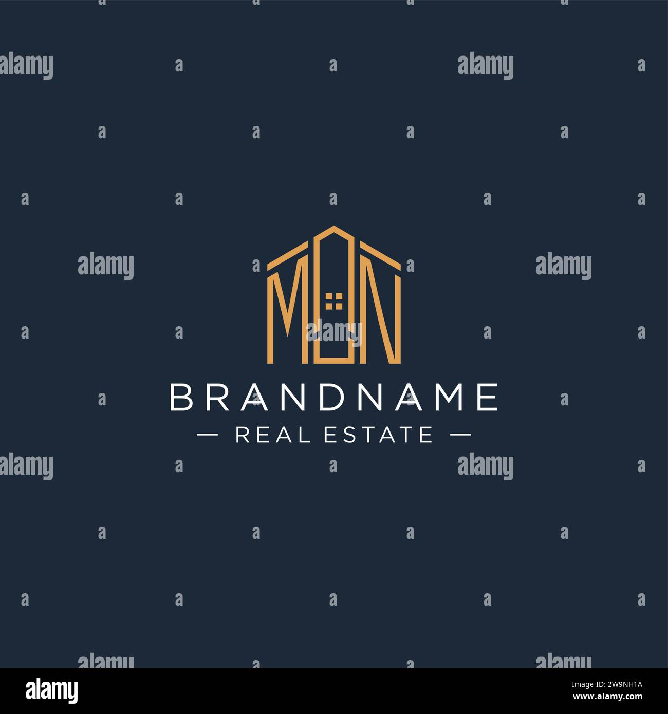 Initial letter MN logo with abstract house shape, luxury and modern ...