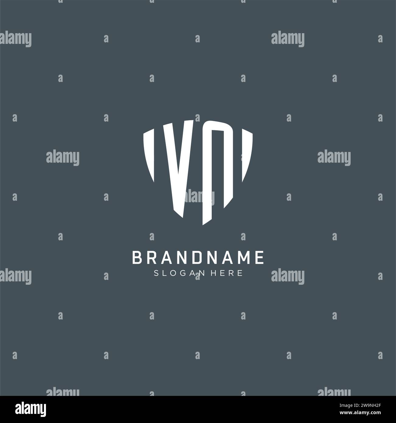 Initials VN logo shield guard shape, creative logo design concept ...