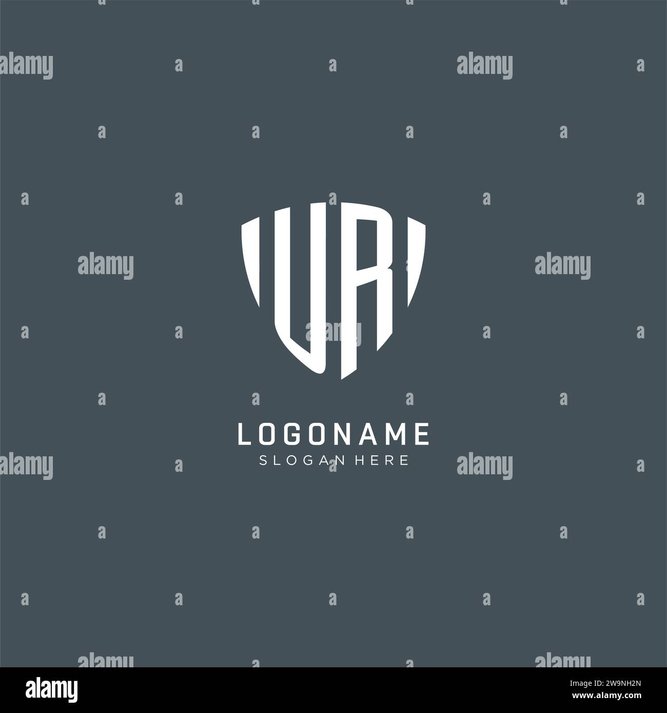 Initials UR logo shield guard shape, creative logo design concept ...
