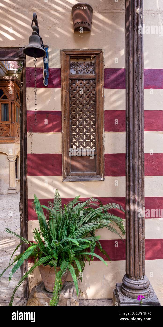 Rustic charm of Mamluk architecture weathered wooden window with a ...