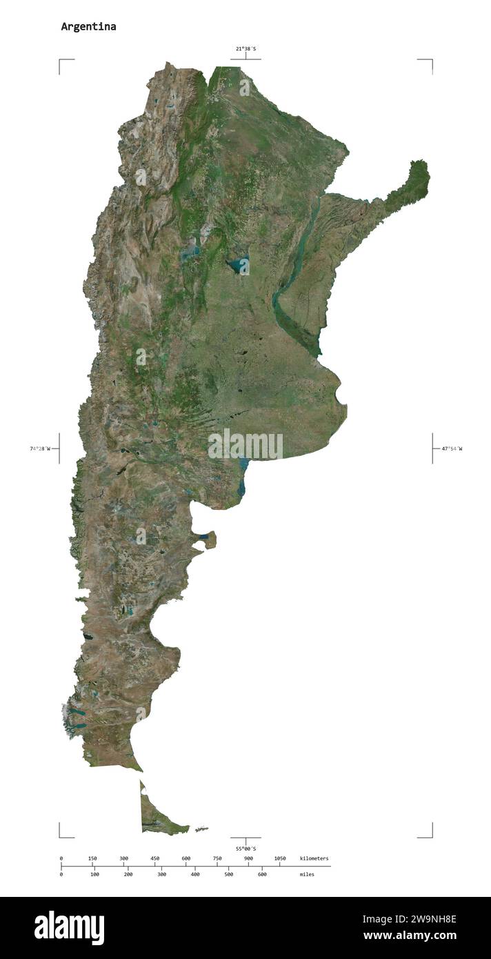 Shape of a high resolution satellite map of the Argentina, with ...