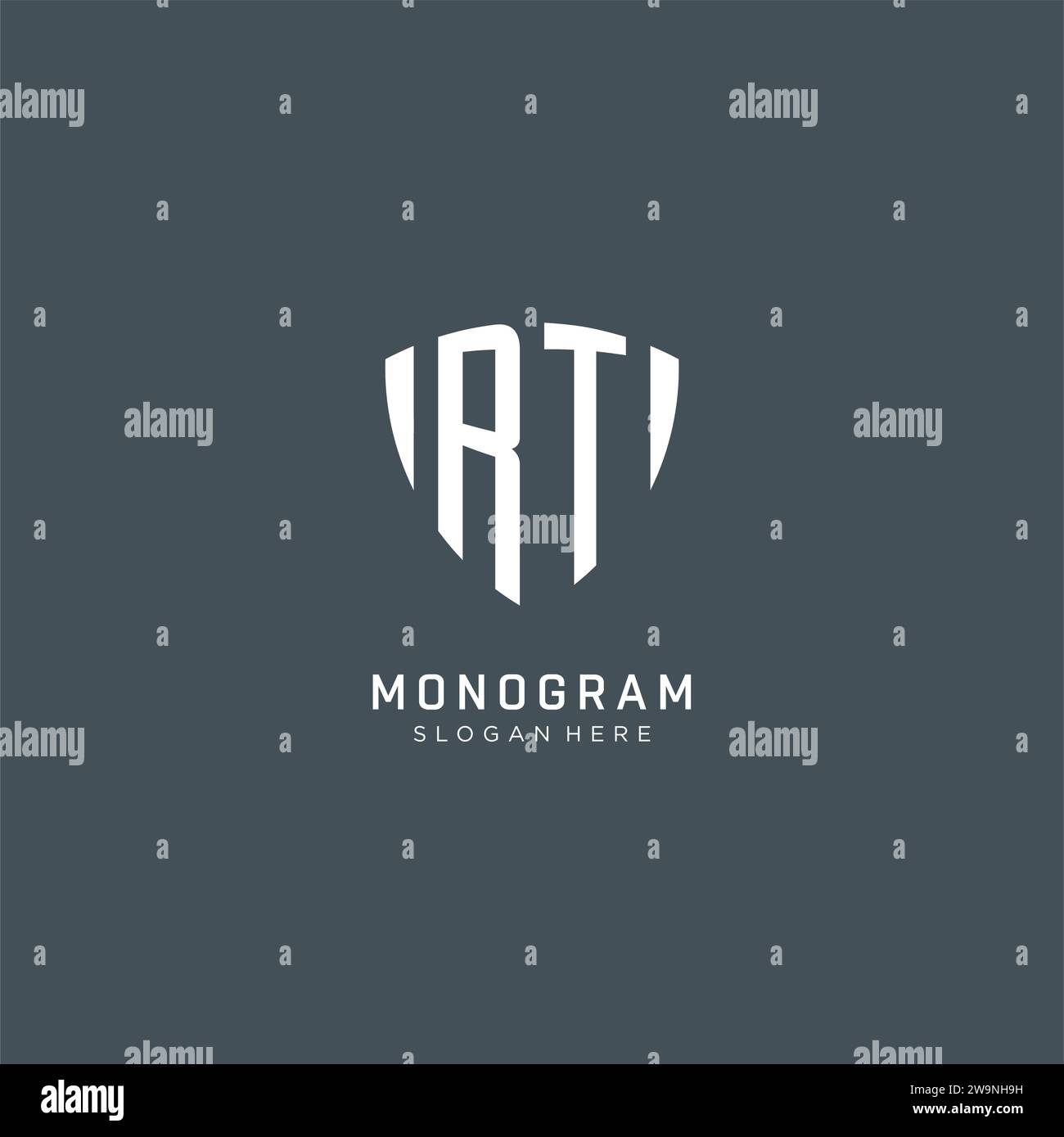 Initials RT logo shield guard shape, creative logo design concept ...