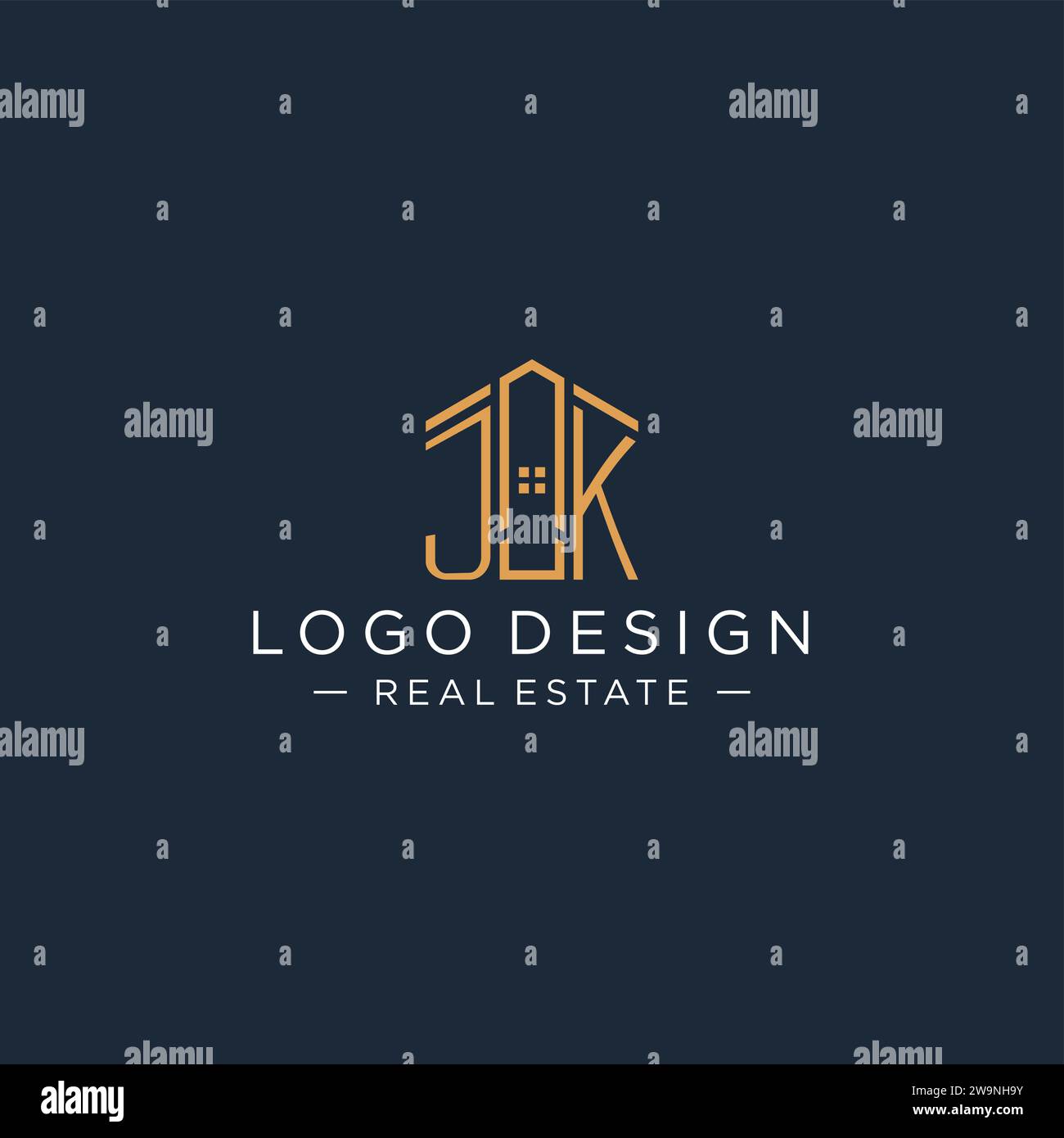 Initial letter JK logo with abstract house shape, luxury and modern ...