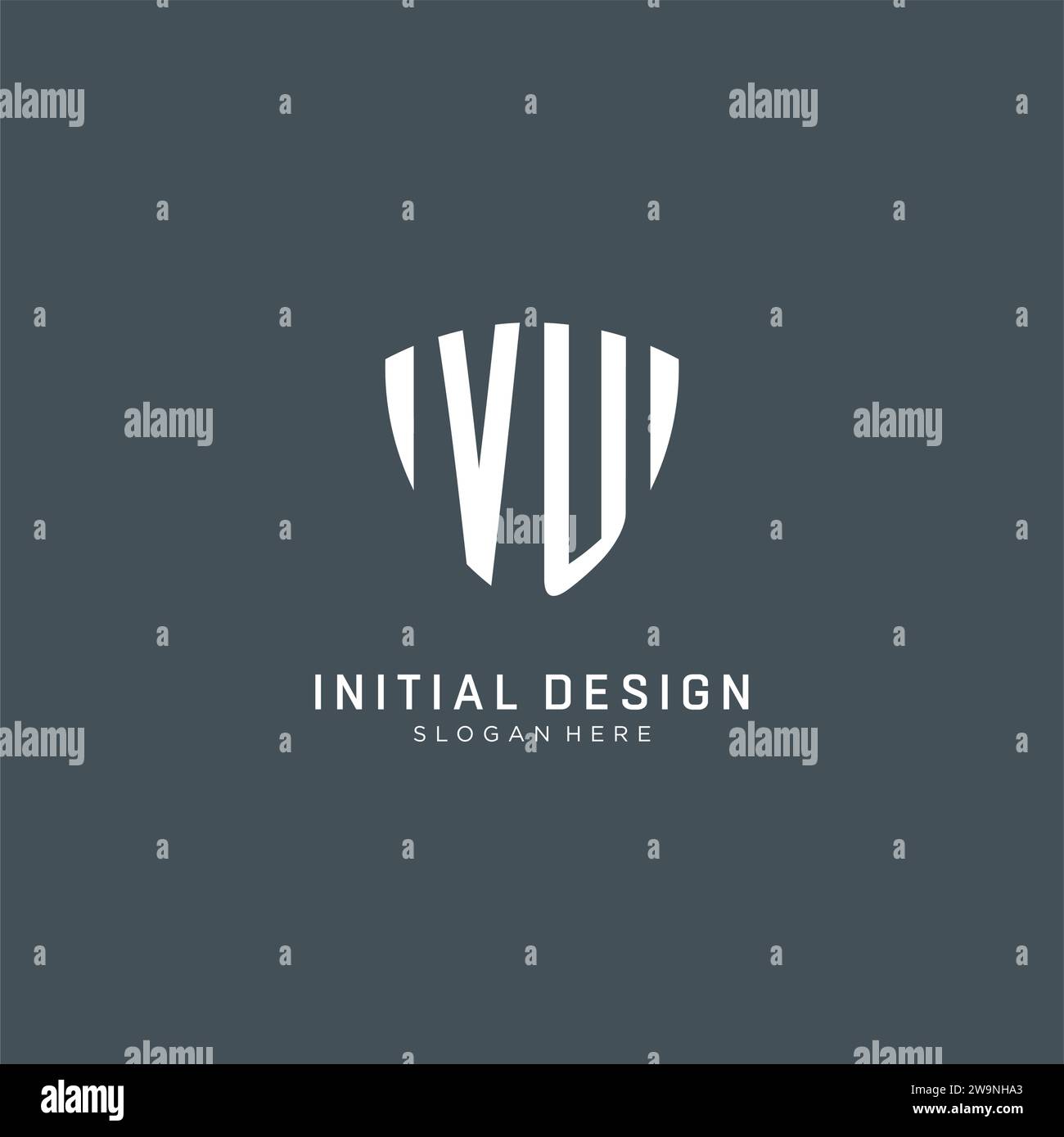 Initials VU logo shield guard shape, creative logo design concept ...