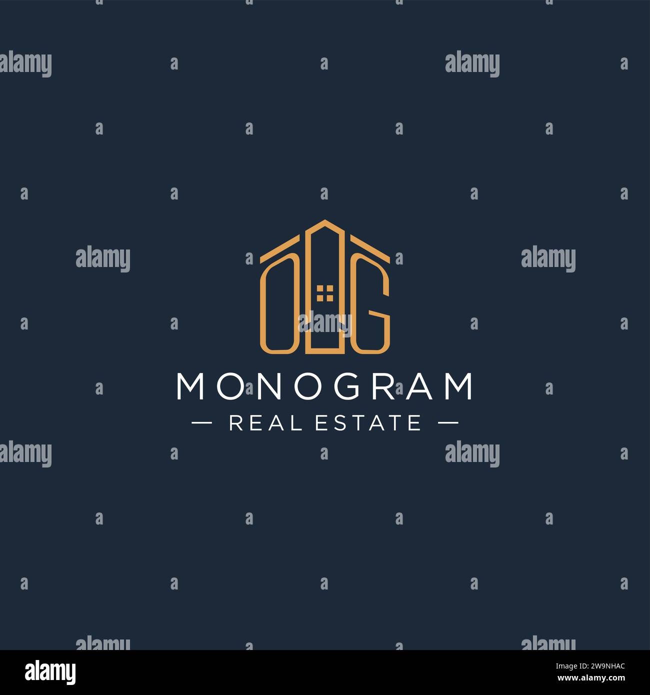 Initial letter OG logo with abstract house shape, luxury and modern real estate logo design ...