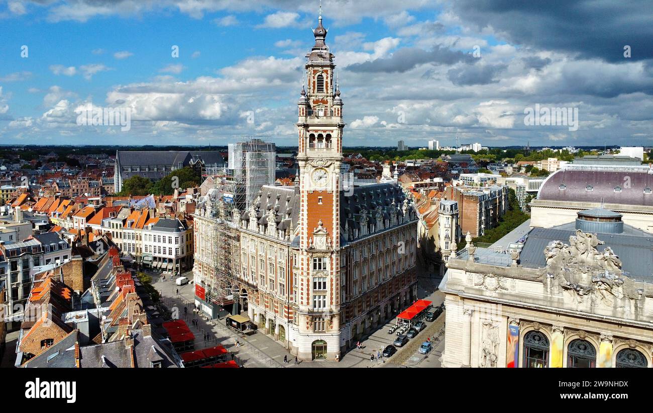 drone photo Lille belfry France europe Stock Photo - Alamy