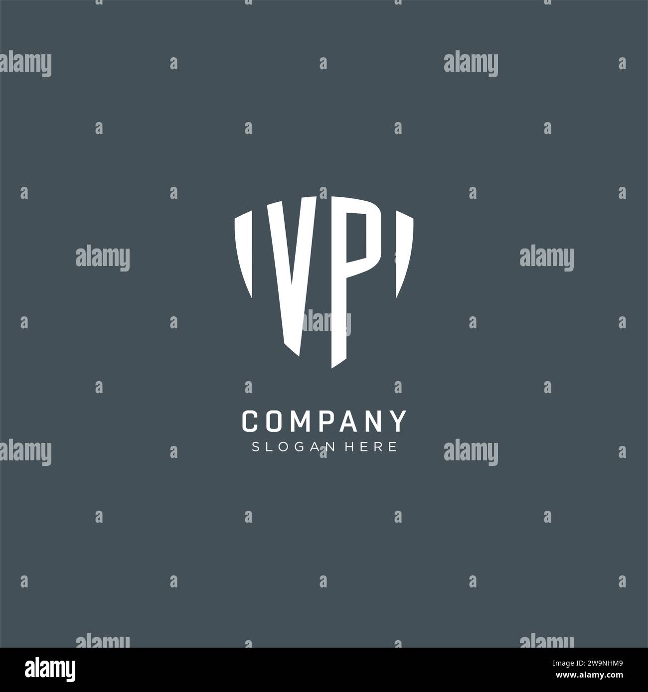 Initials VP logo shield guard shape, creative logo design concept ...